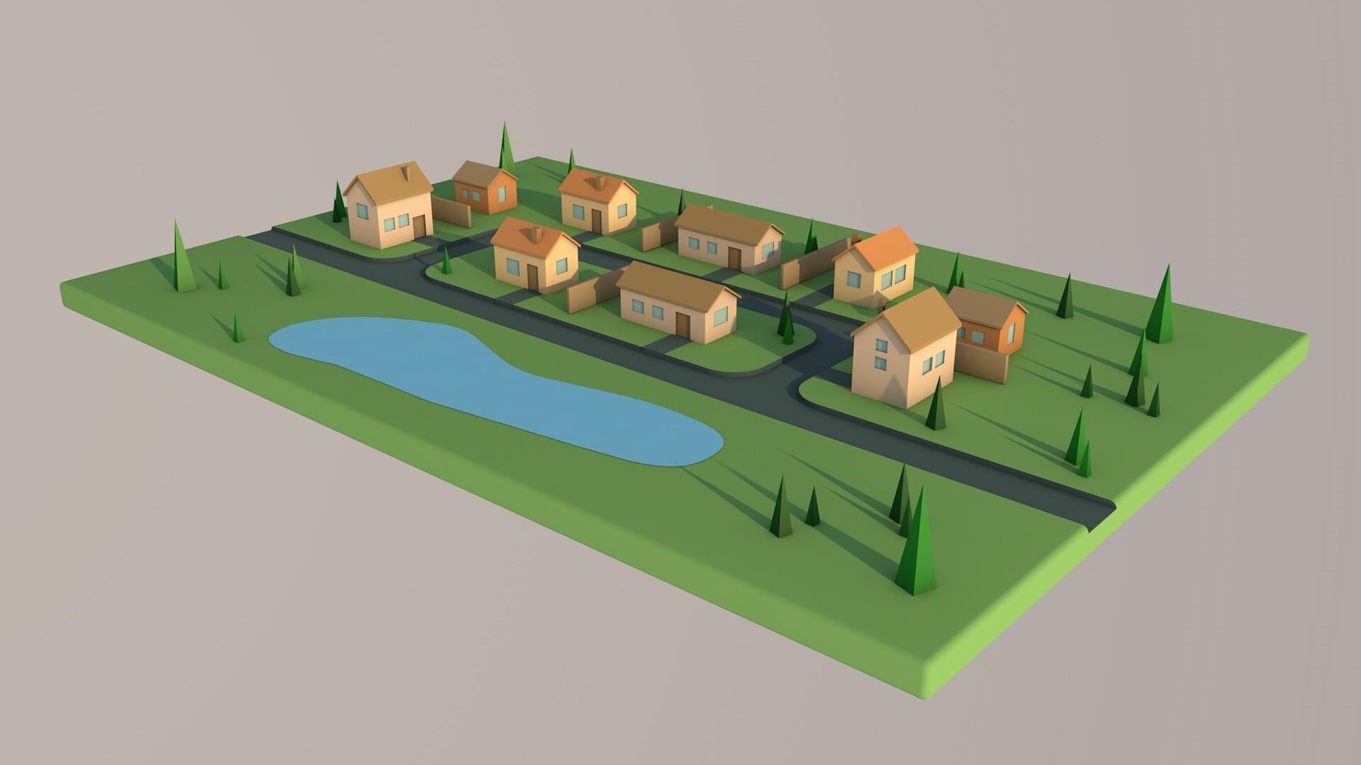 ArtStation - Low Poly Town
