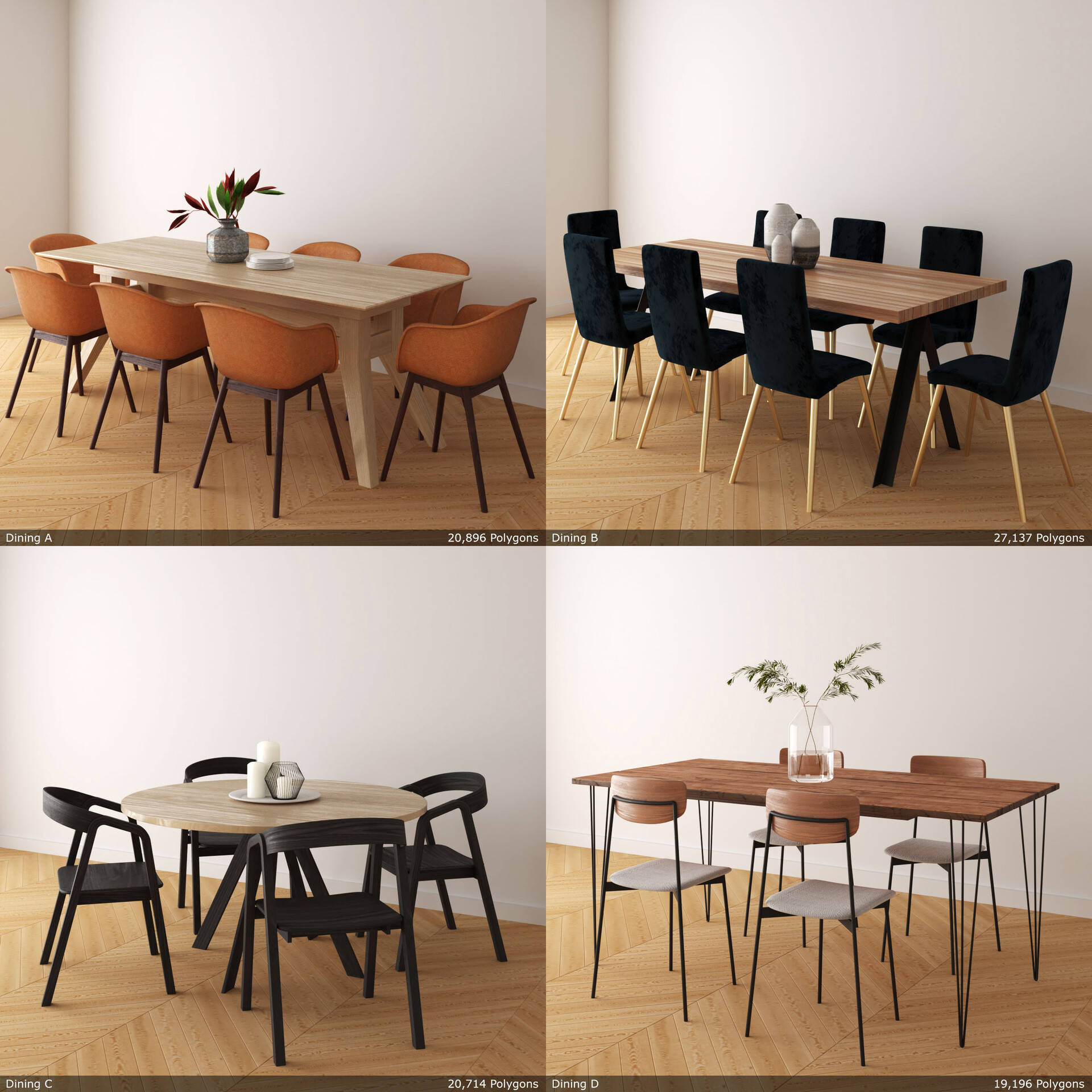ArtStation - Dining Tables / Archviz Models