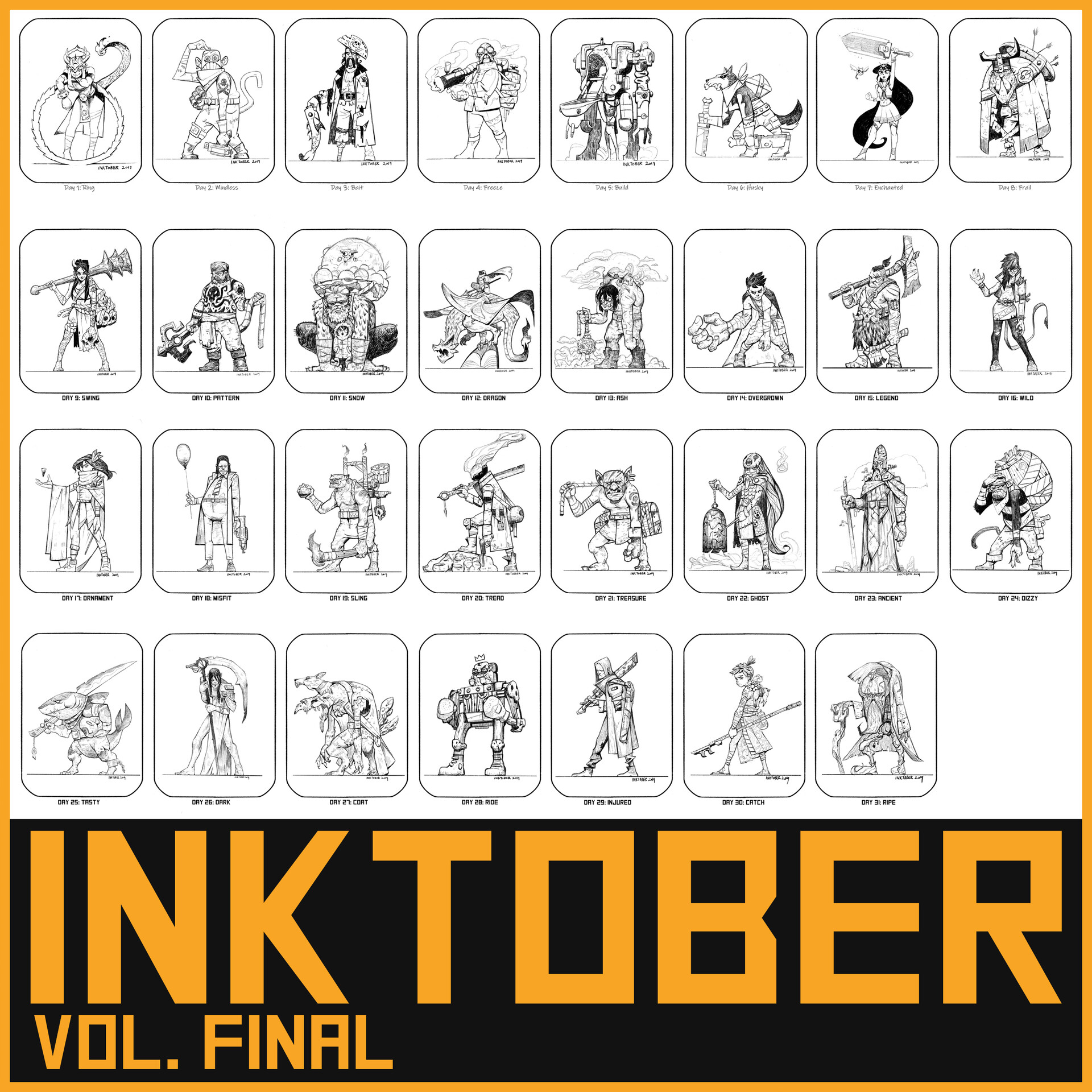 ArtStation - Inktober Character Sketch Final