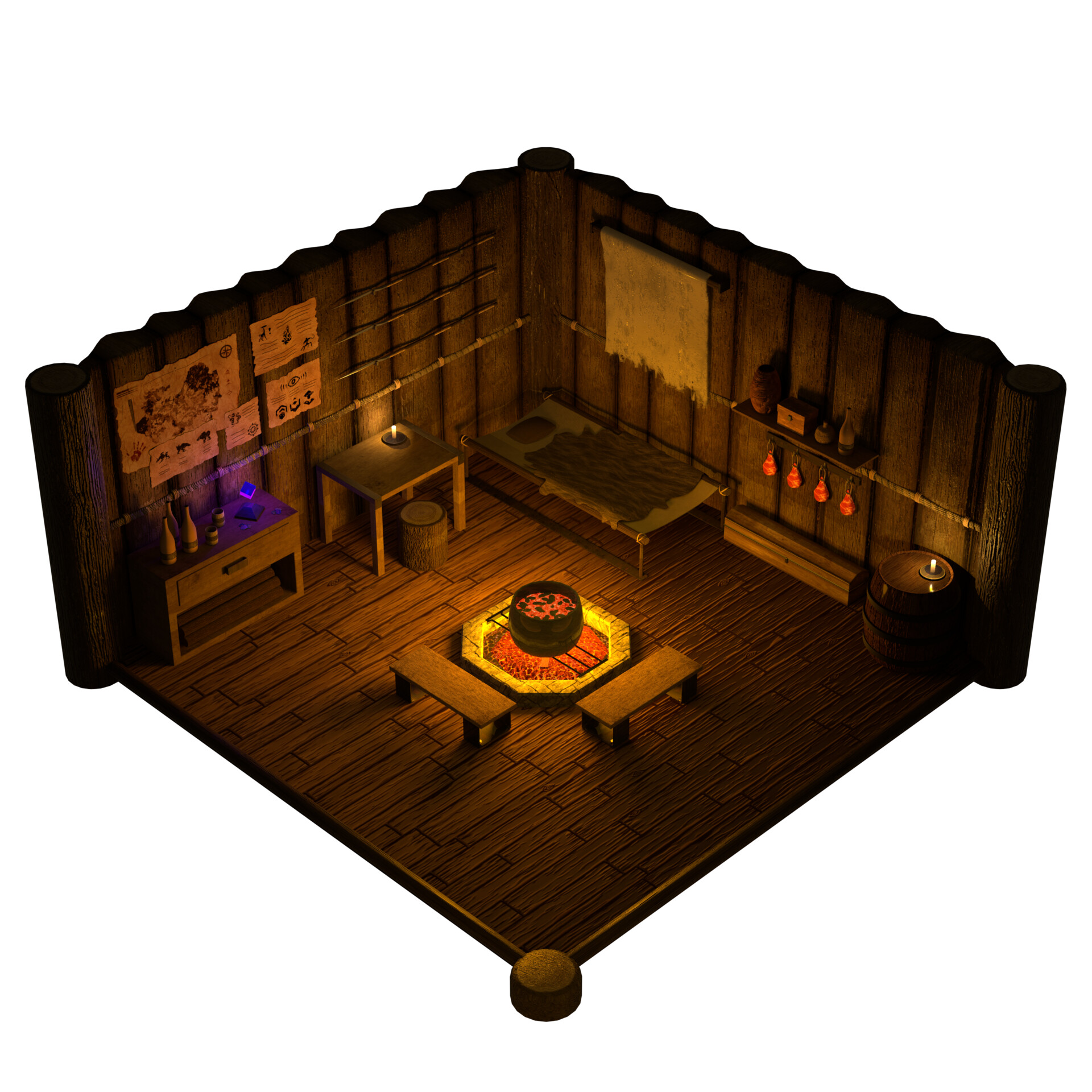 ArtStation - Wooden Shack - Isometric Room Project