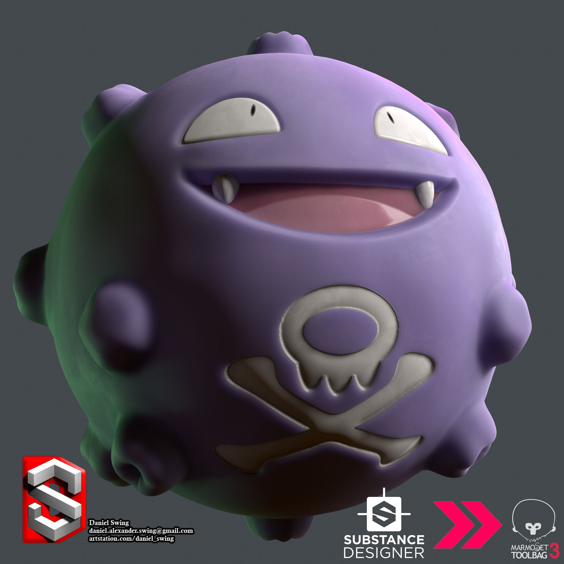 ArtStation - Koffing, Pokémon Fanart - Nodevember Substance