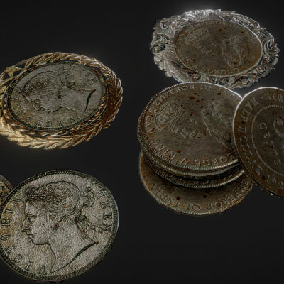 ArtStation - Gold Coin + Pendant Encasing (Client Work 2016)