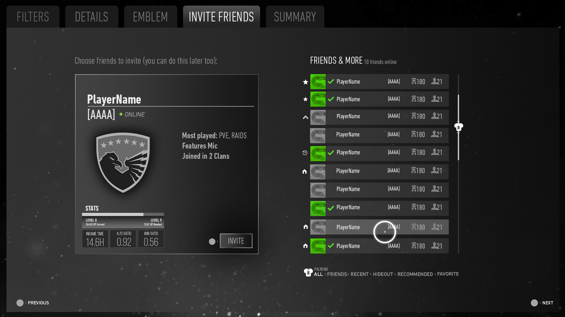 ArtStation - Clan Roster User Interface Wireframe