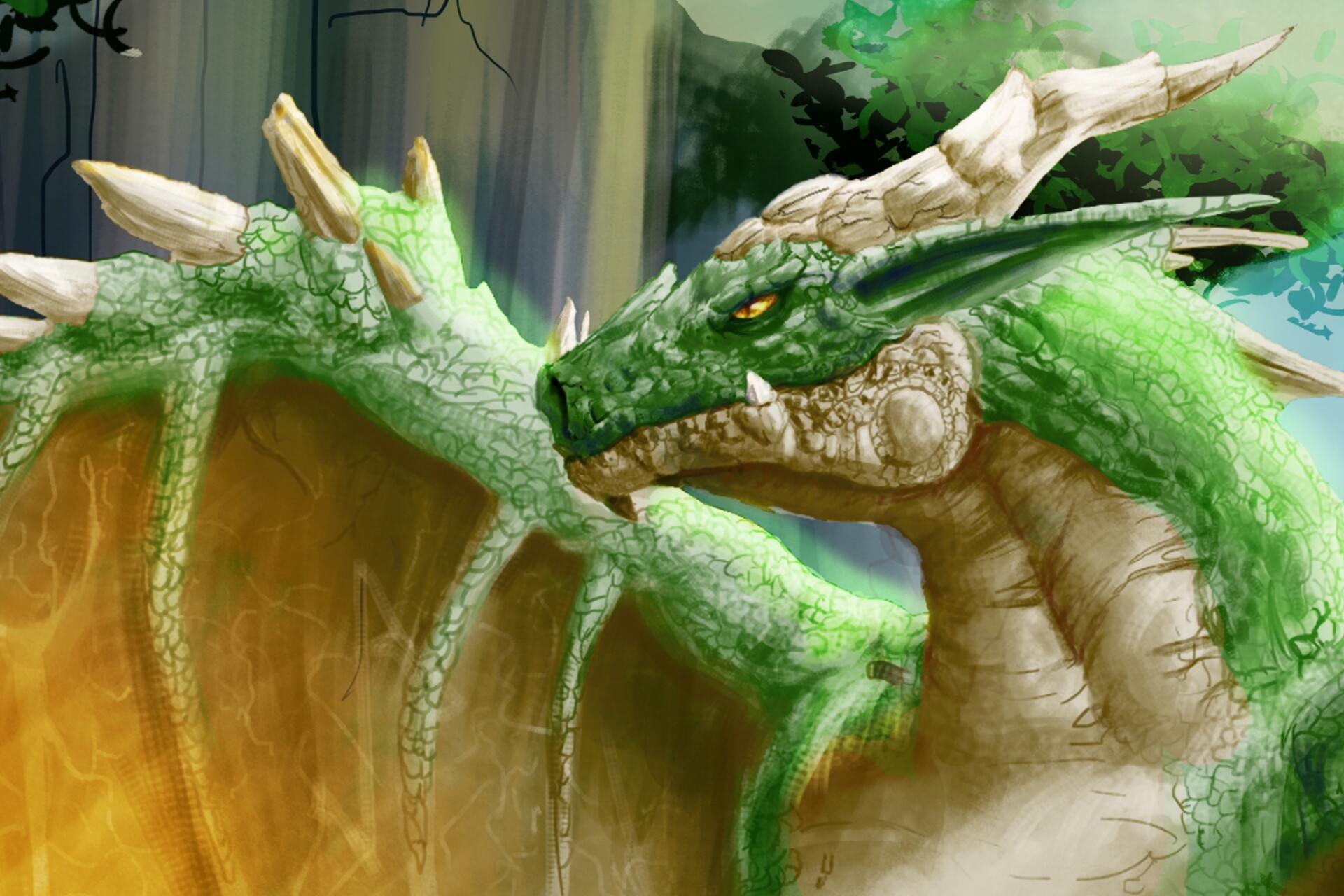 ArtStation - Misty Peaks green Wyrm