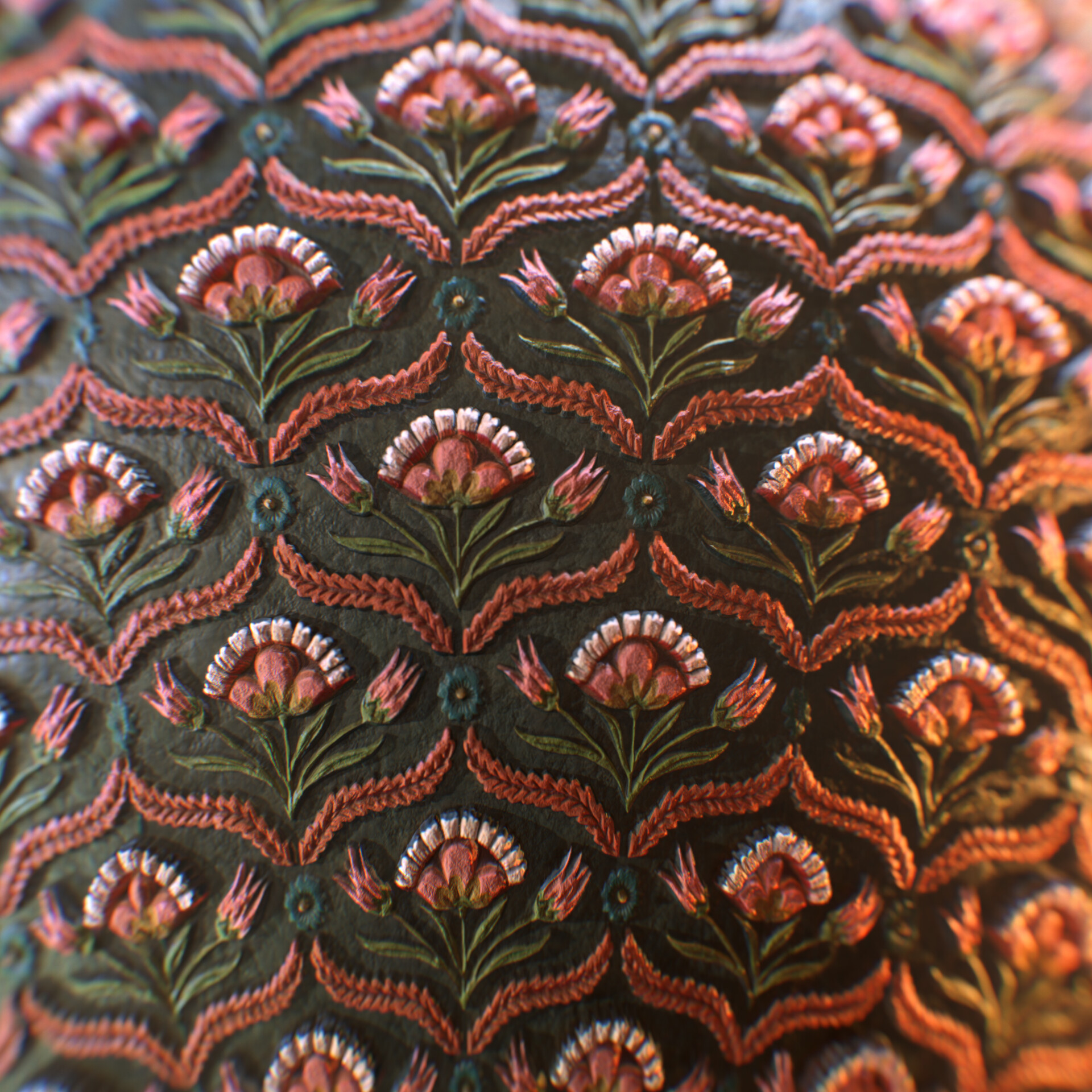 ArtStation - Ceramic floral pattern wall #01