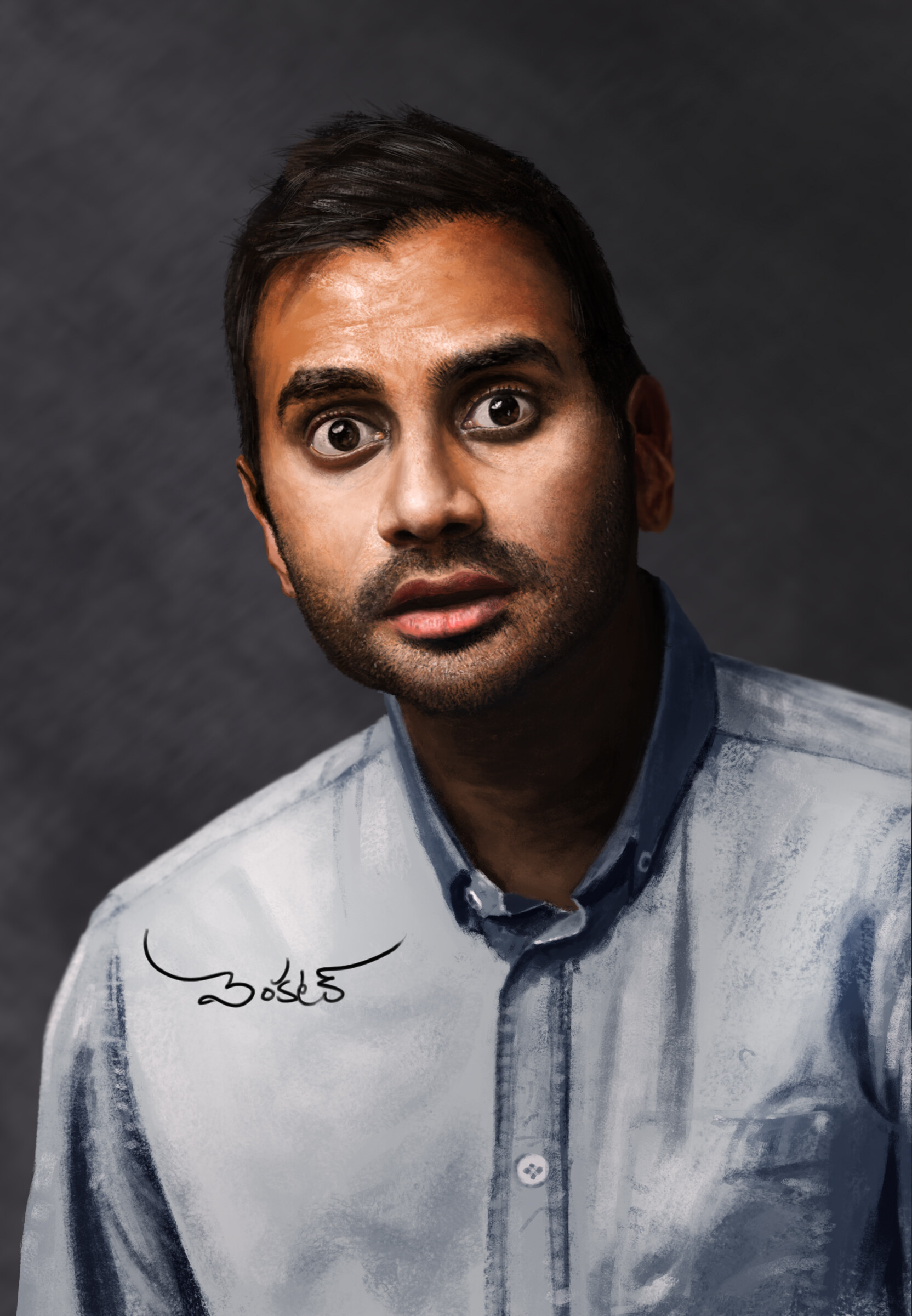 ArtStation - Aziz Ansari - portrait Paint - Photoshop