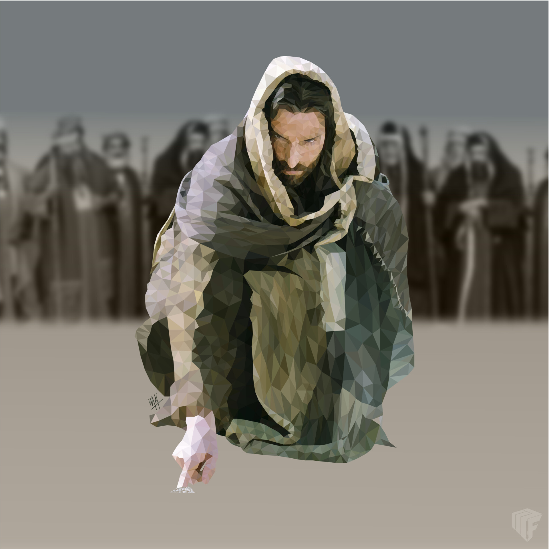 ArtStation - Jesus Writing Low Poly Art