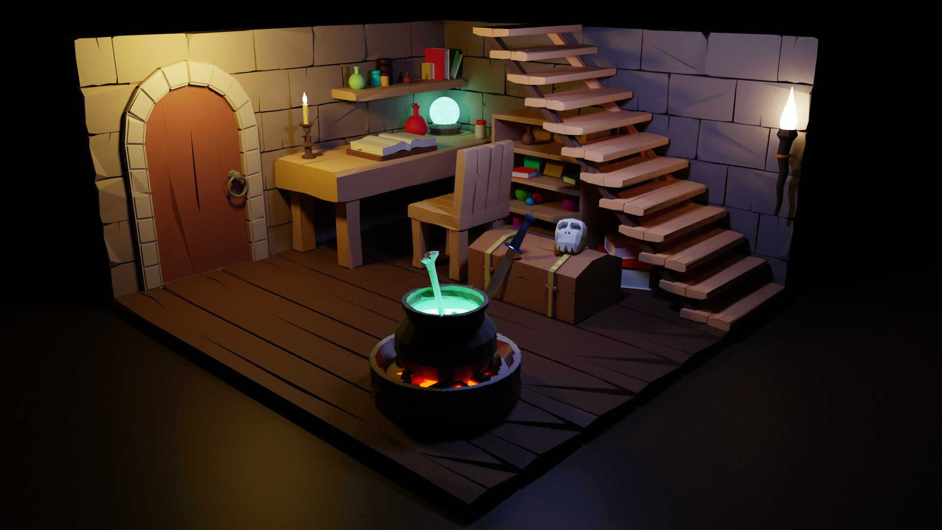 ArtStation - Low Poly Magic Room