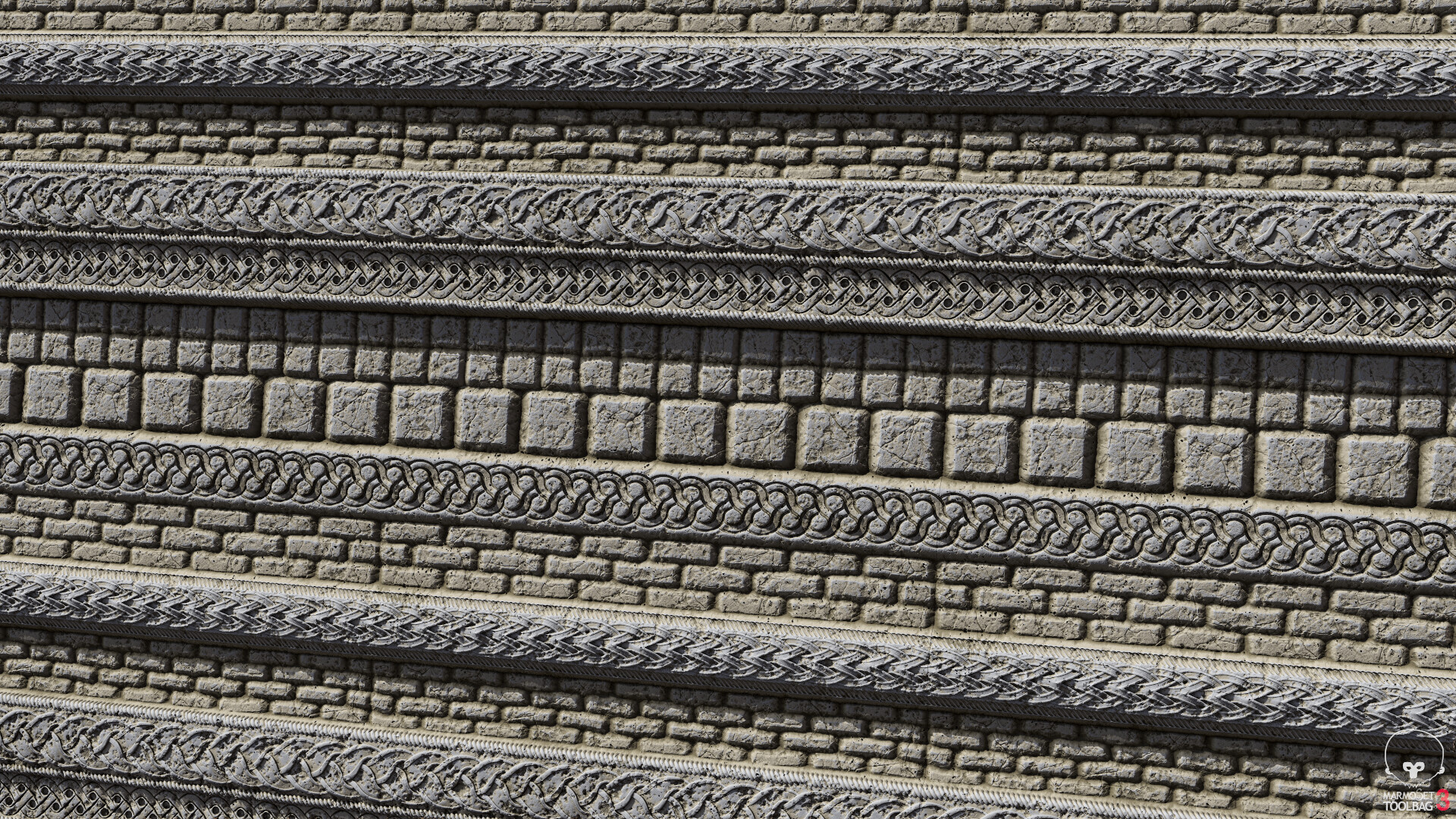 ArtStation - Damaged Stone Brick Trim Sheet - Substance Designer Material