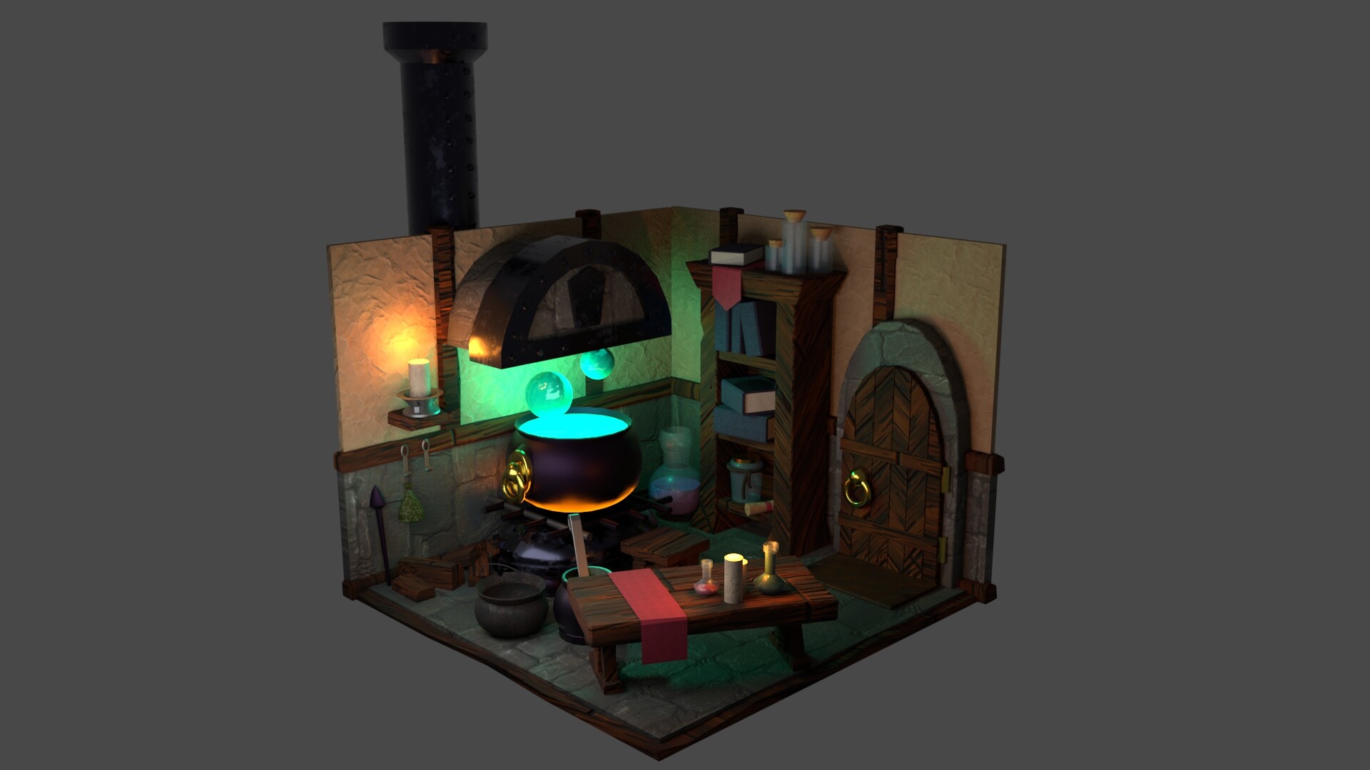 ArtStation - - INTERIOR OF A WITCH HUT