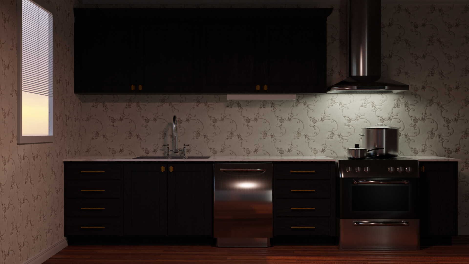 ArtStation - Kitchen, night and sunset light