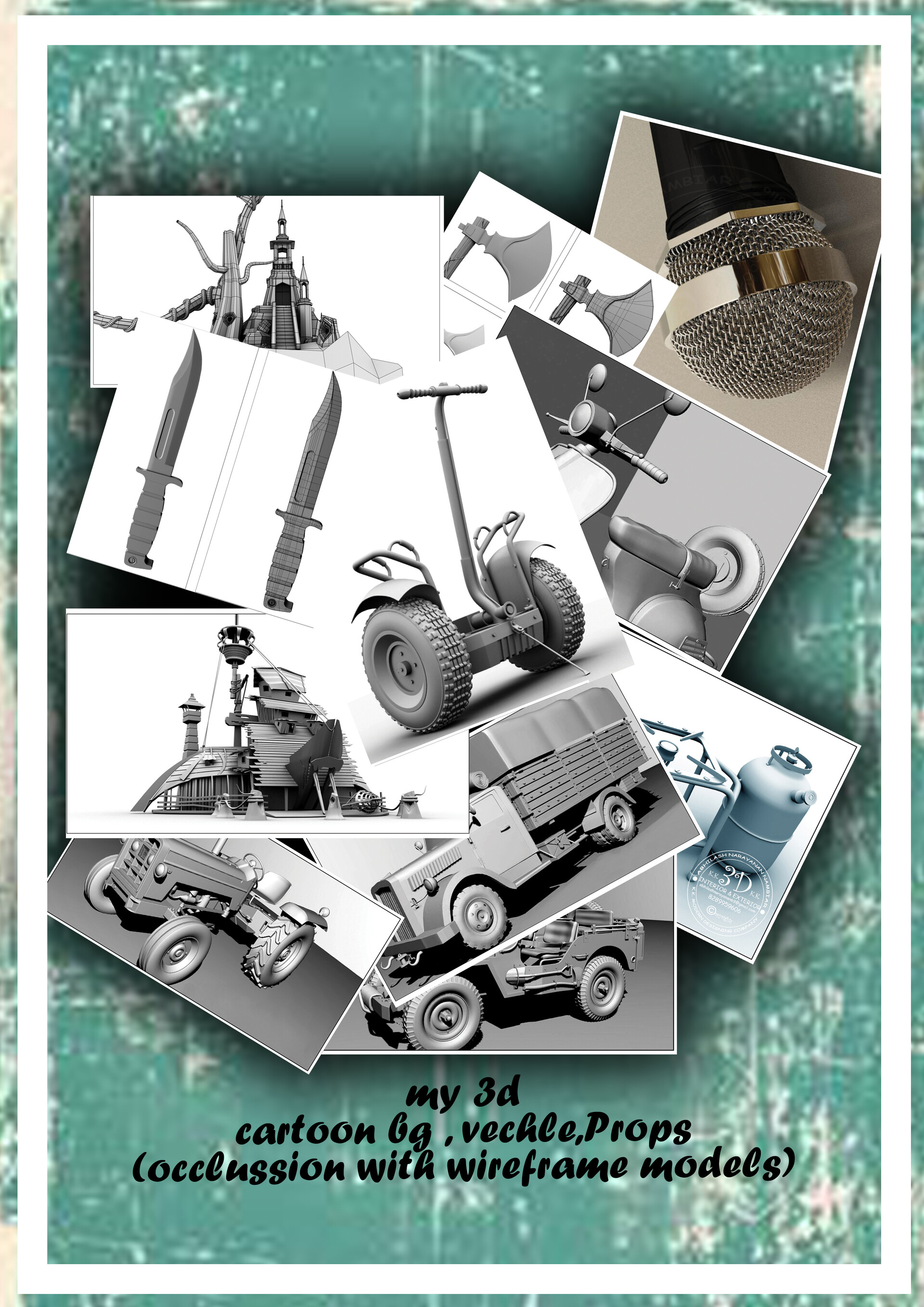 ArtStation - my 3d cartoon bg , vechle,Props (occlussion with wireframe ...