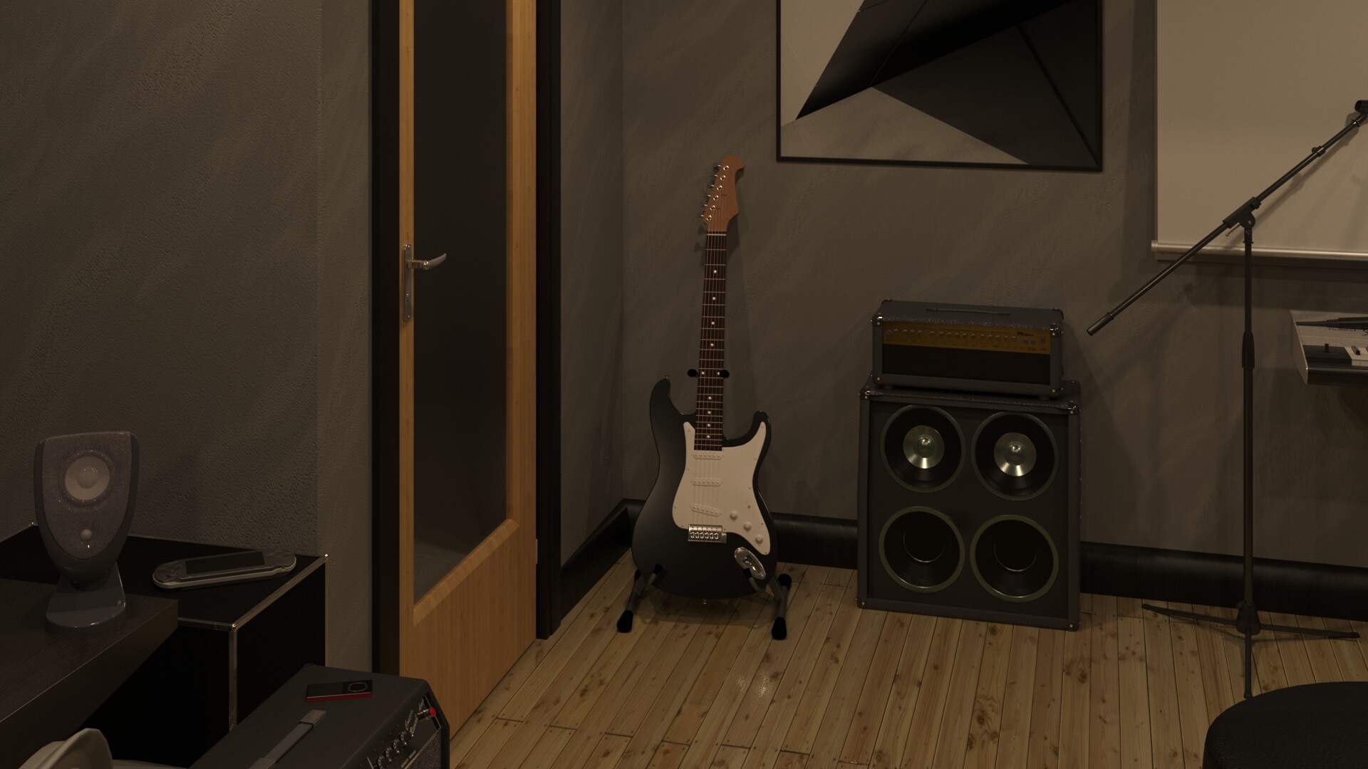 ArtStation - Recording studio and electric guitar