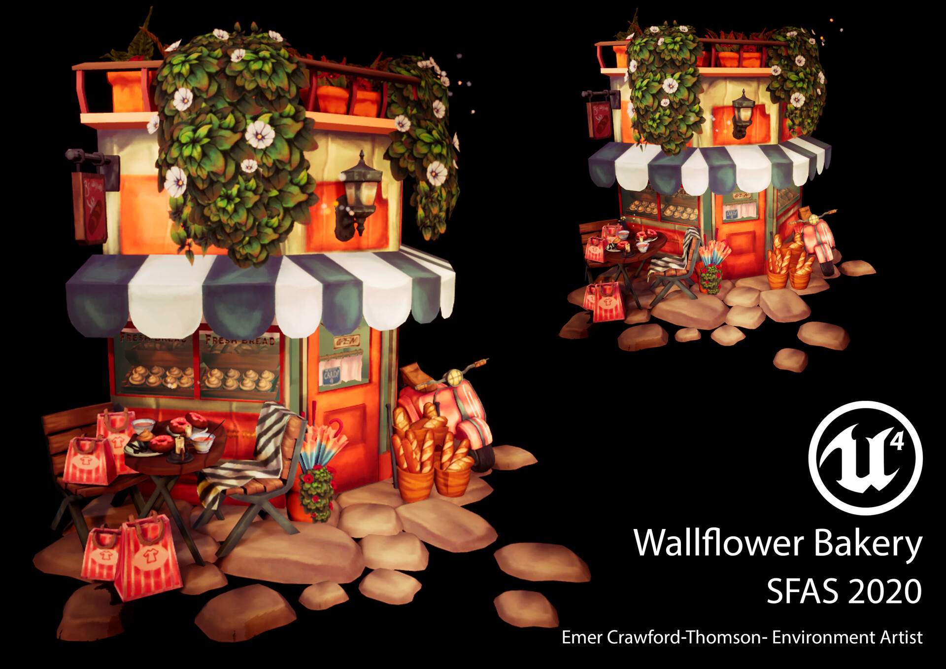 Emer Crawford-Thomson - Wallflower Bakery- Low Poly Diorama