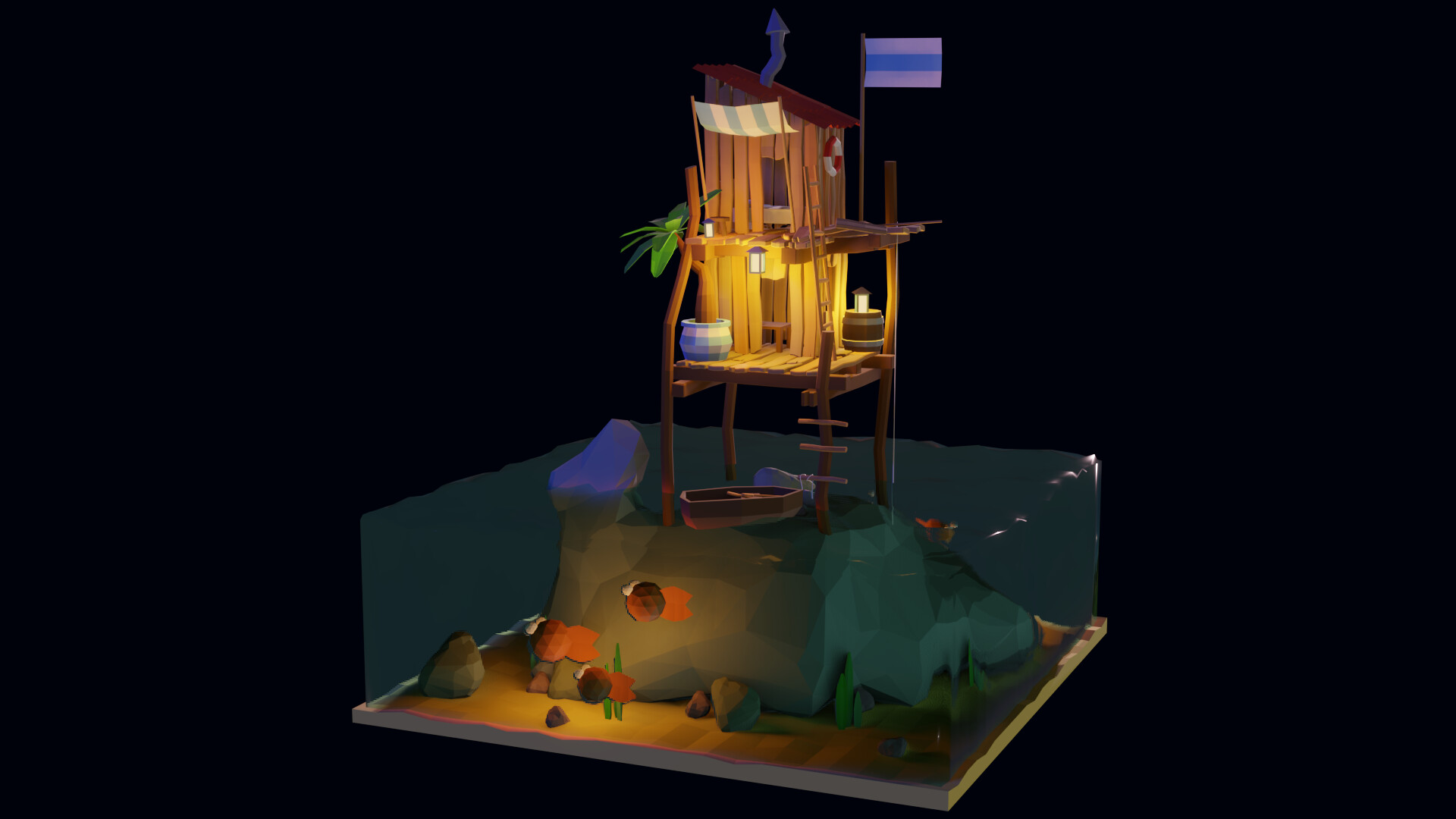 ArtStation - Low Poly Sea Shack Breakdown in Blender