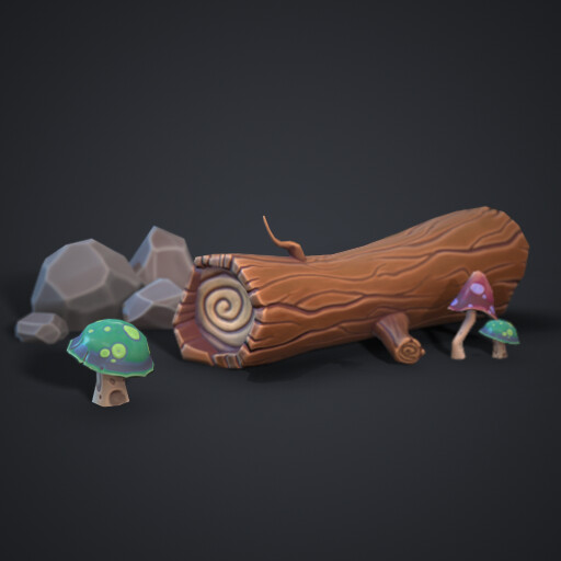 ArtStation - Stylized Low Poly Log