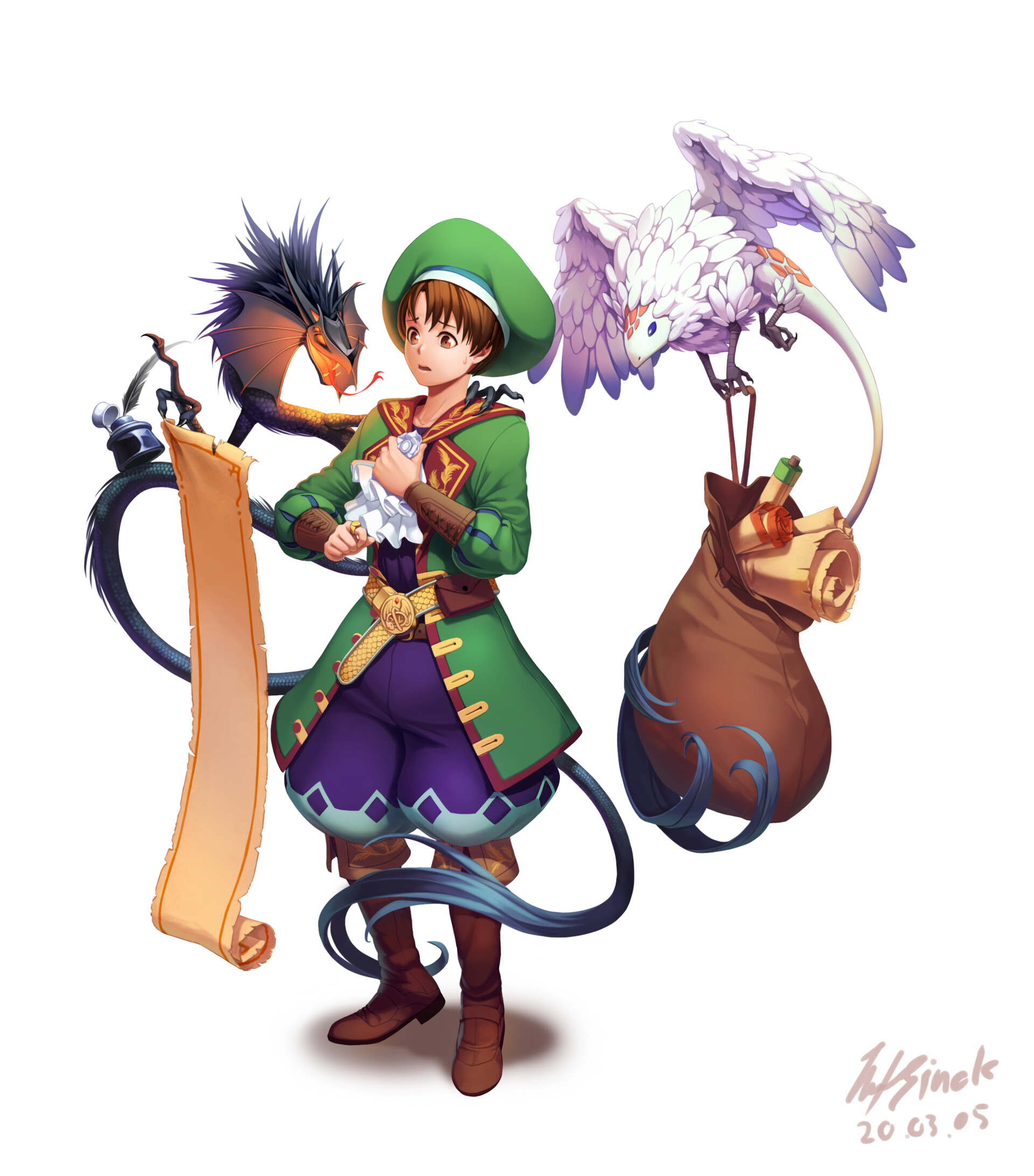 ArtStation - Merchant boy & guardian creatures