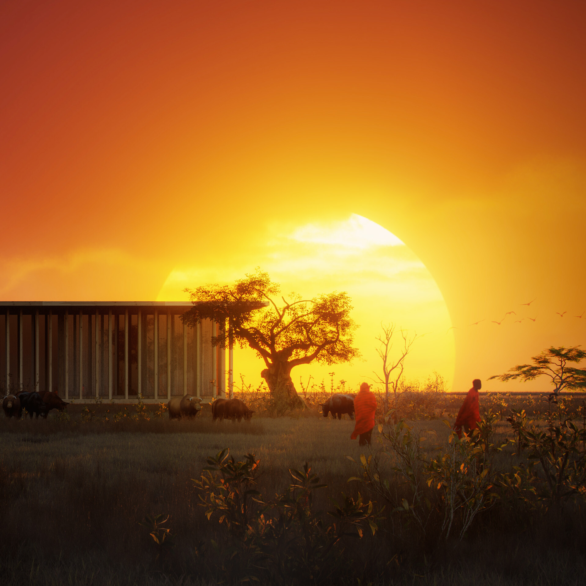 ArtStation - Safari sunset Art concept.