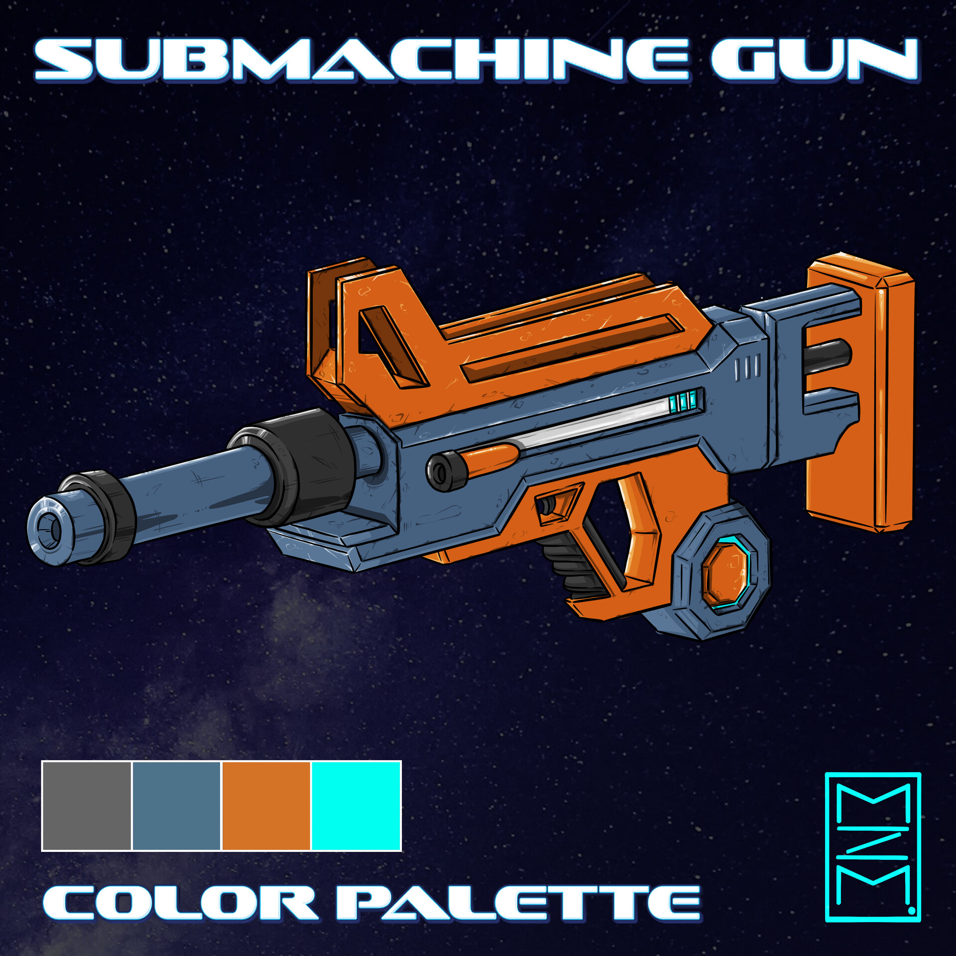 ArtStation - Submachine Gun - Color Palette - Star Gaze VR