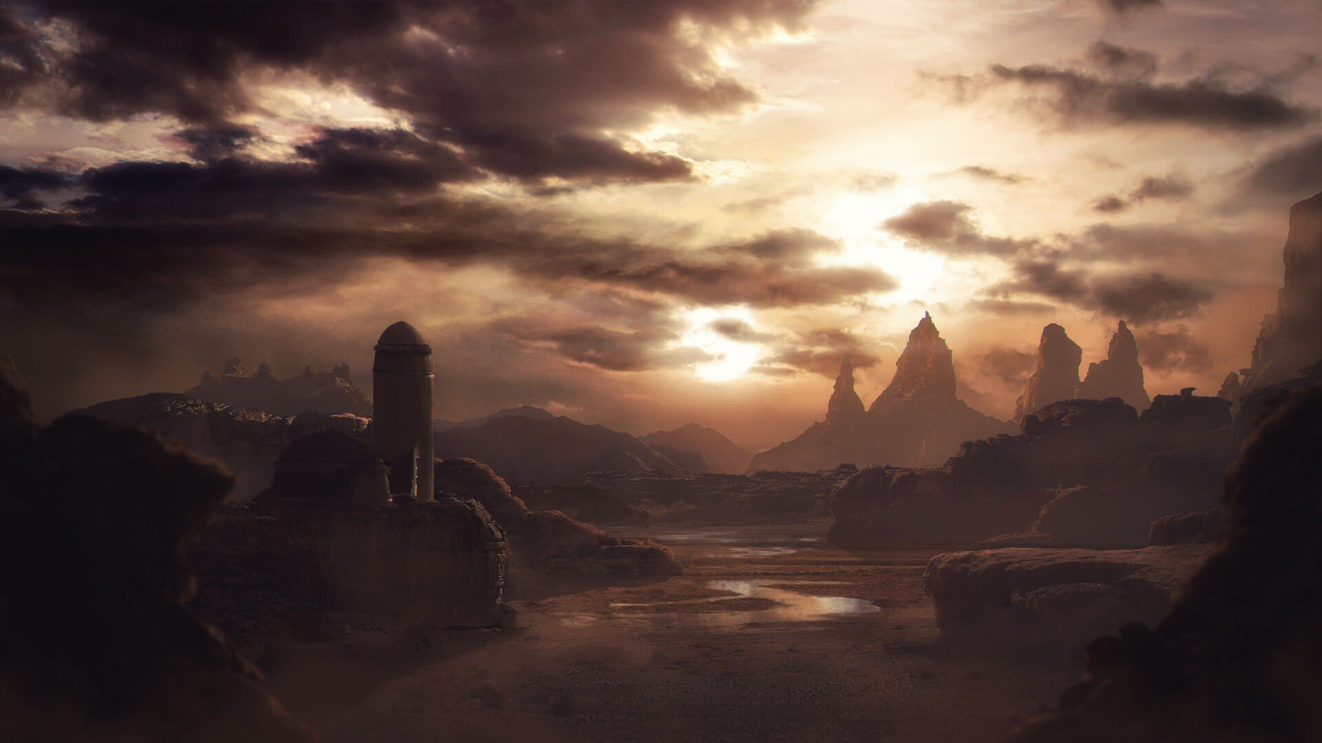 ArtStation - Double Sunset - Star Wars Fan Matte Painting