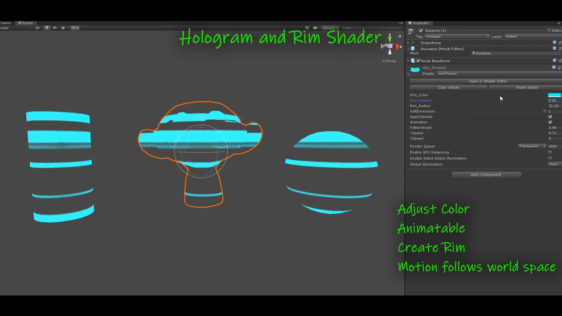 ArtStation - Hologram and Rim shader