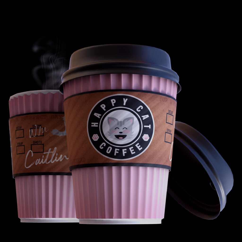 ArtStation - Happy Cat Coffee Cup