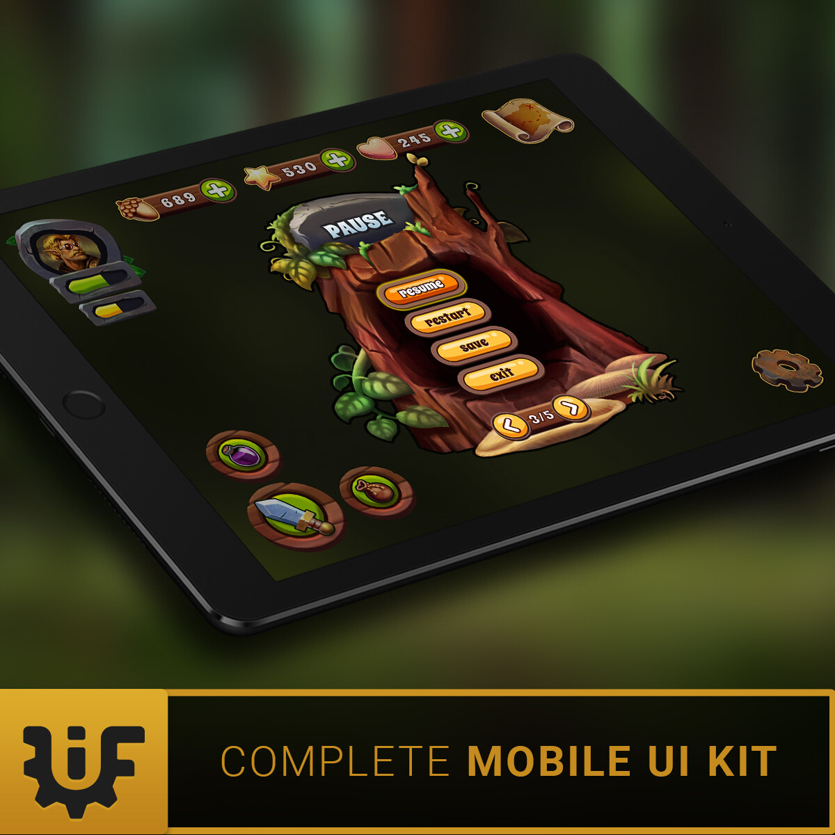 ArtStation - Mobile UI Kit #1 - Elven Path