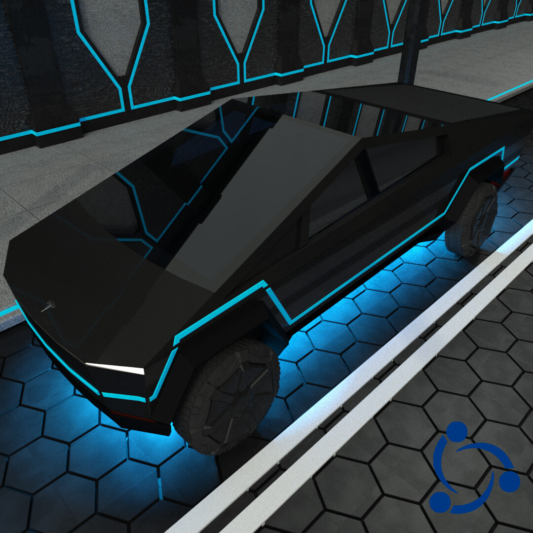 ArtStation - Neon Tesla Cybertruck