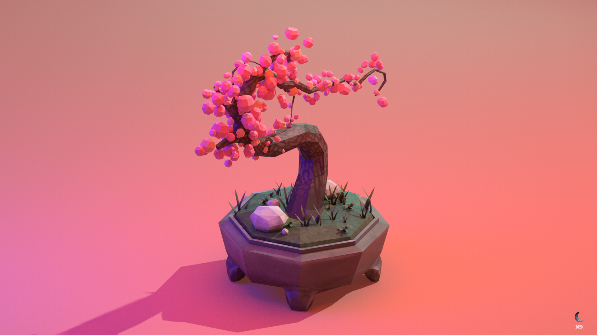 ArtStation - Bonsai Sakura Tree (Low Poly)