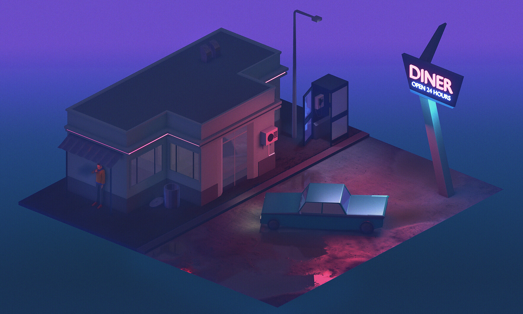ArtStation - Low Poly Night Scene