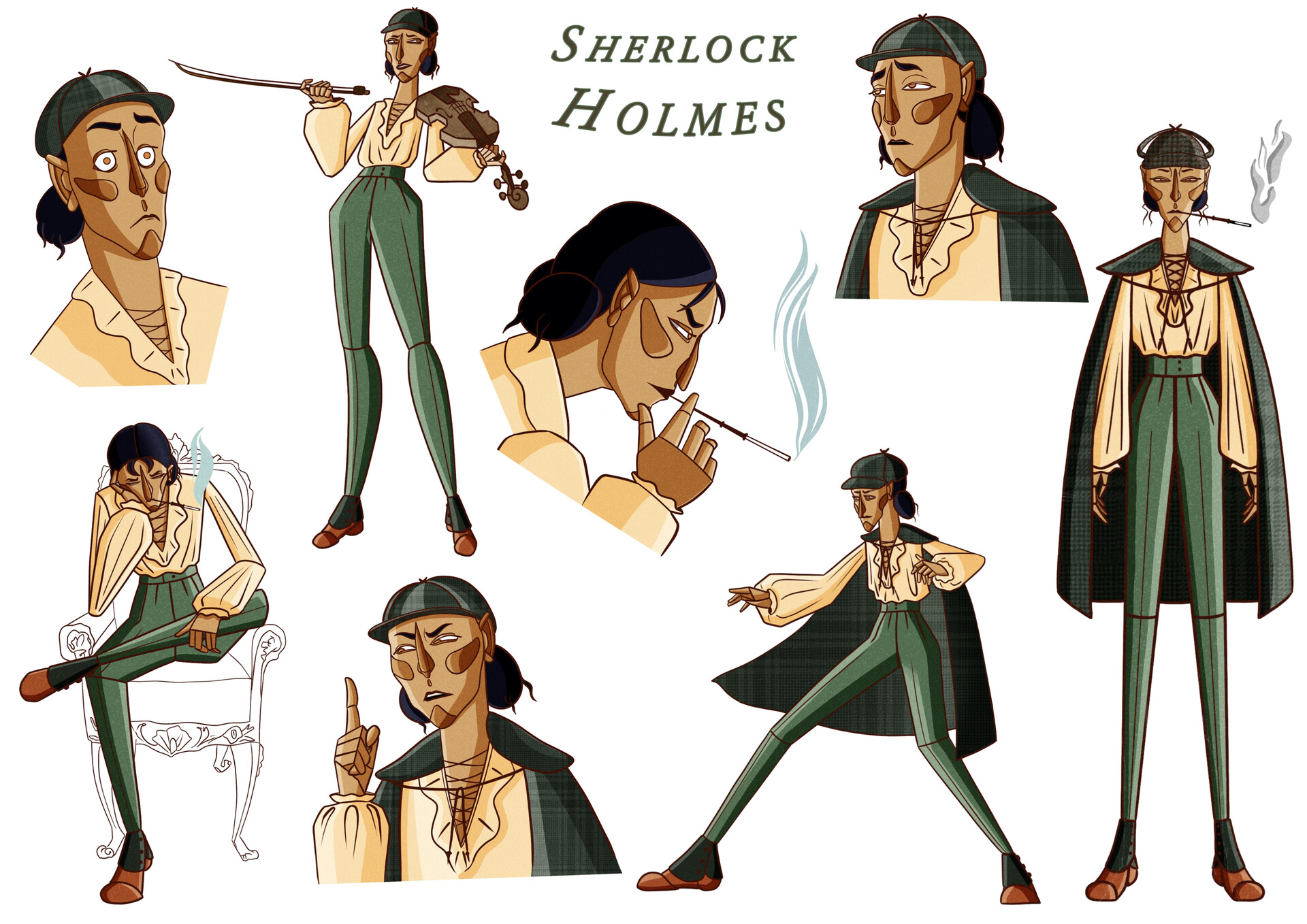 ArtStation - Character Design - Sherlock Holmes theme