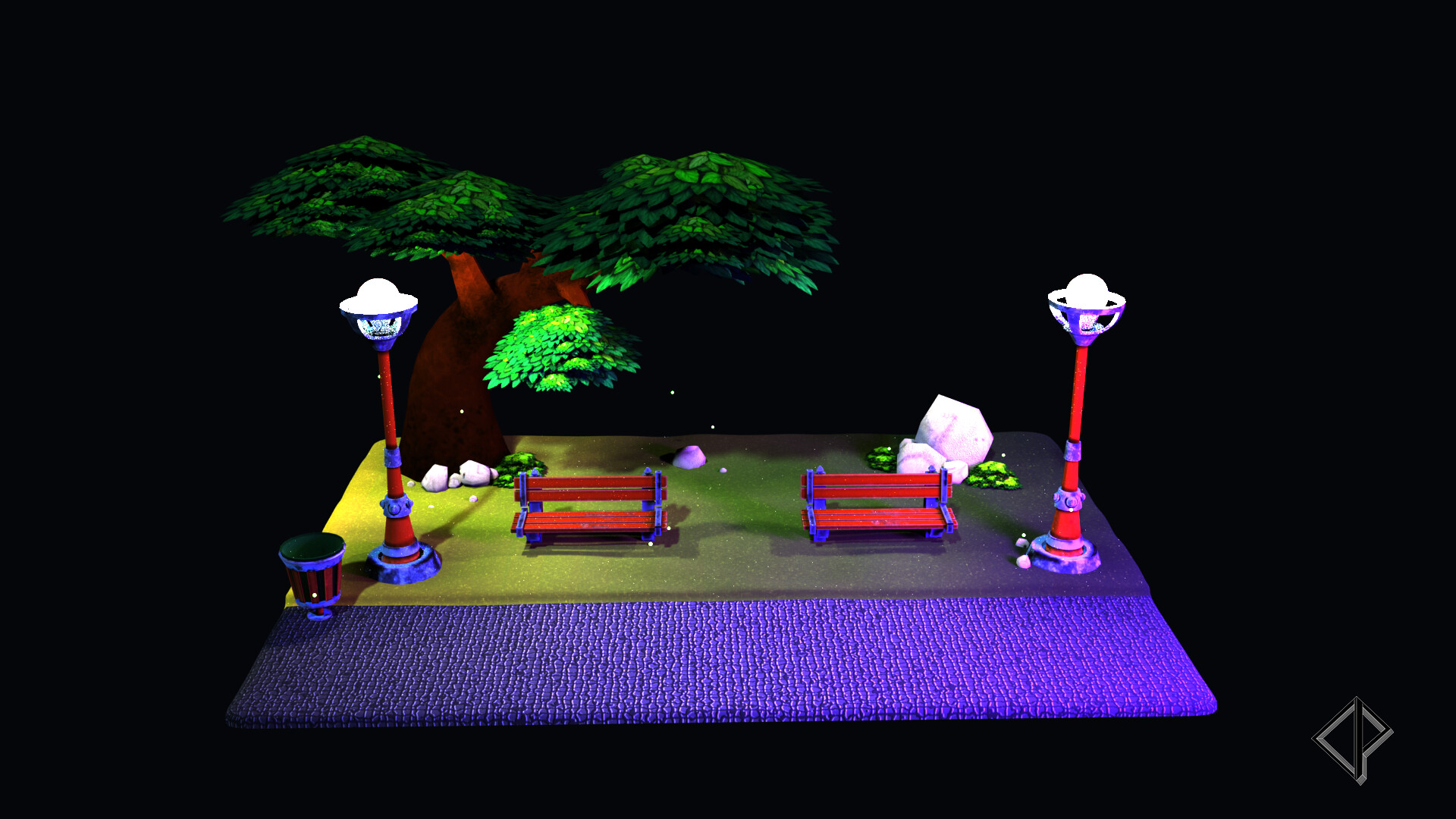 ArtStation - Night Time (Stylized Park)