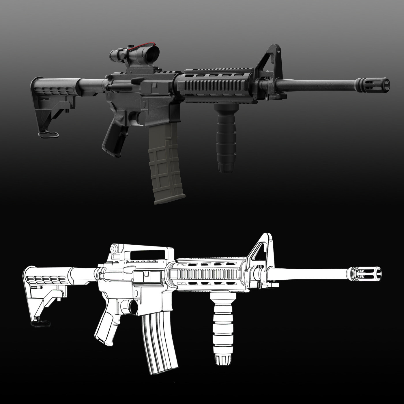 ArtStation - M4A1 Carbine Rifle (WIP)