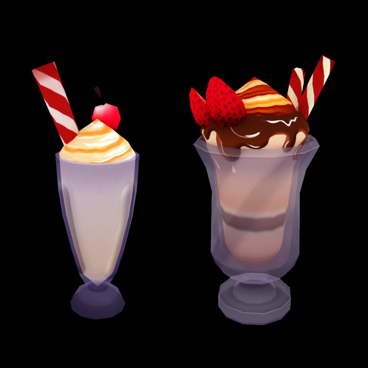 ArtStation - Hand Painted Milkshakes - Lowpoly