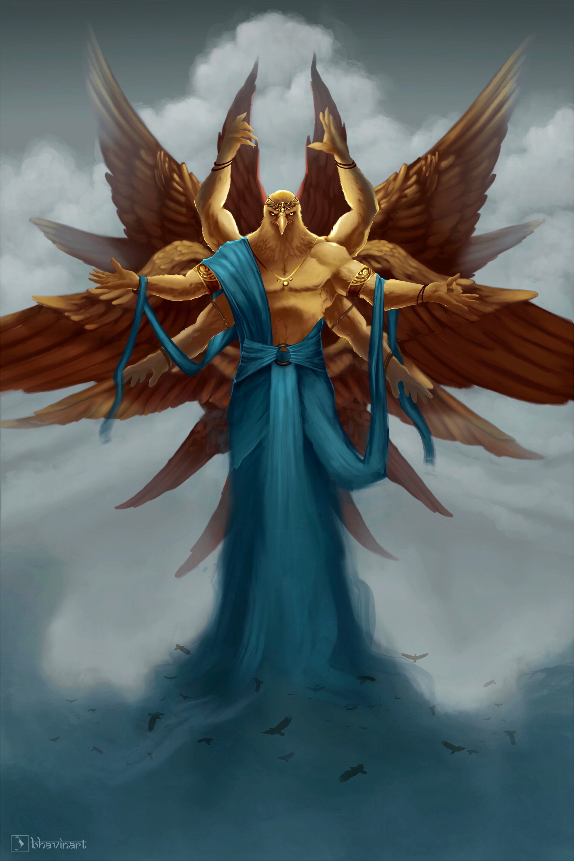 ArtStation - Above the clouds: Mighty Garuda