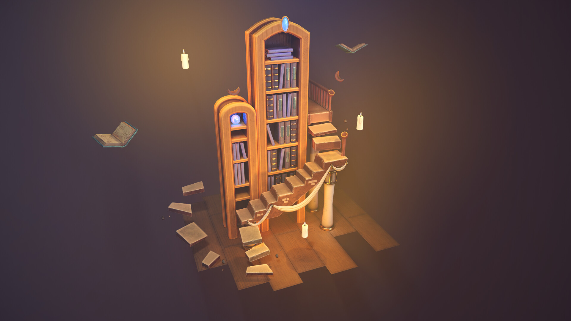 ArtStation - Magical Bookshelf