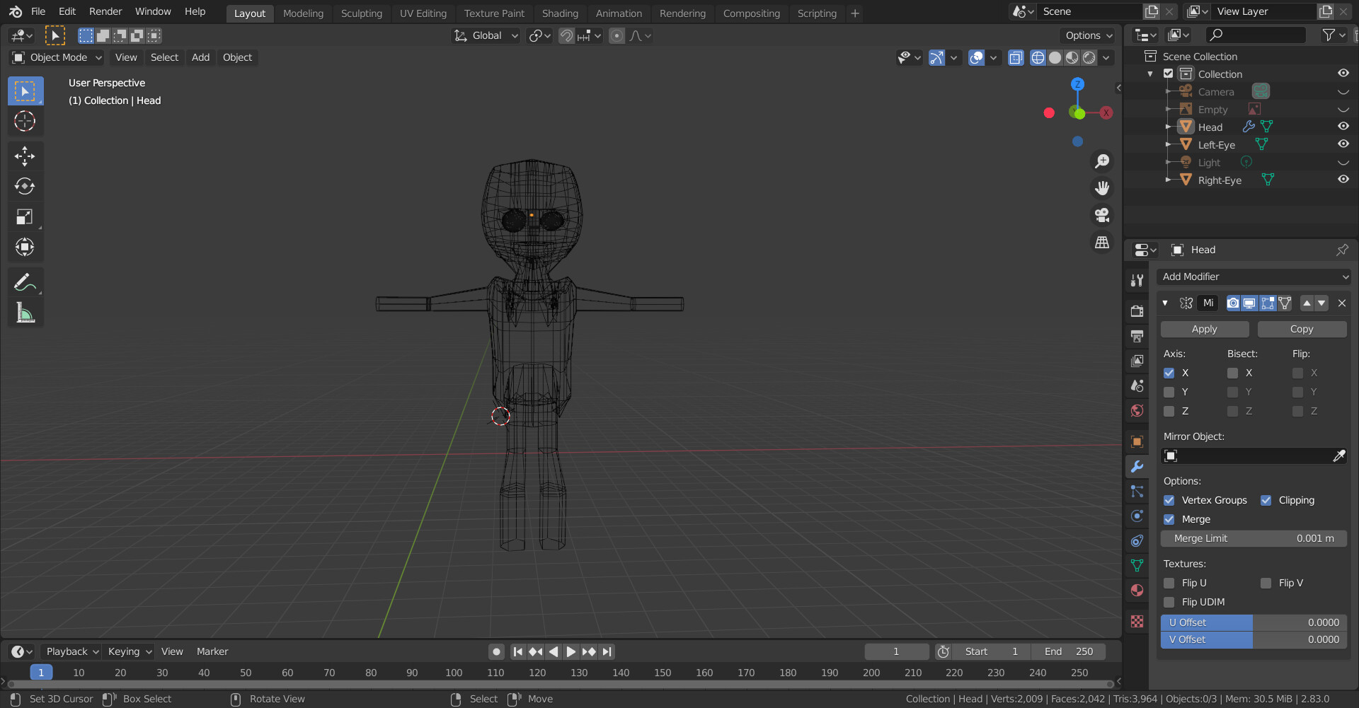 ArtStation - Frist Character Modeling- WireFrame Work.