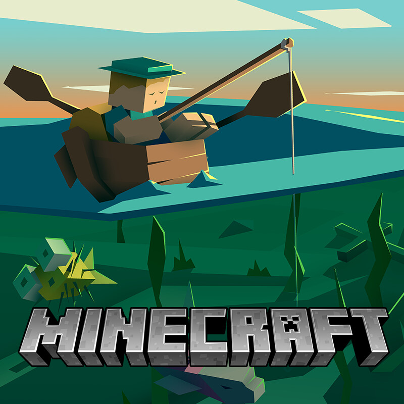 ArtStation - Fisherman Minecraft Illustration