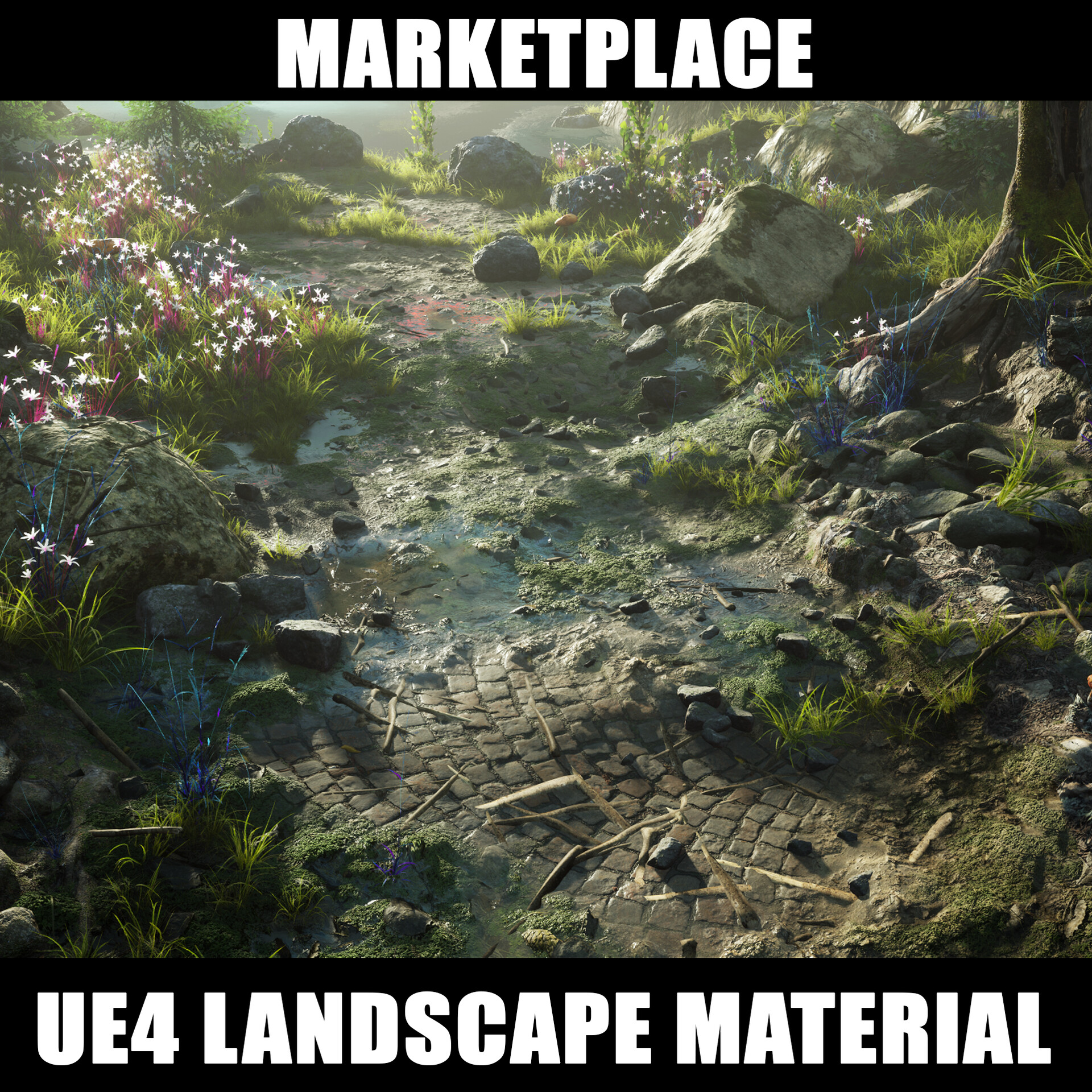 ArtStation - UE4 Landscape Master Material + Vertex Paintable Puddles