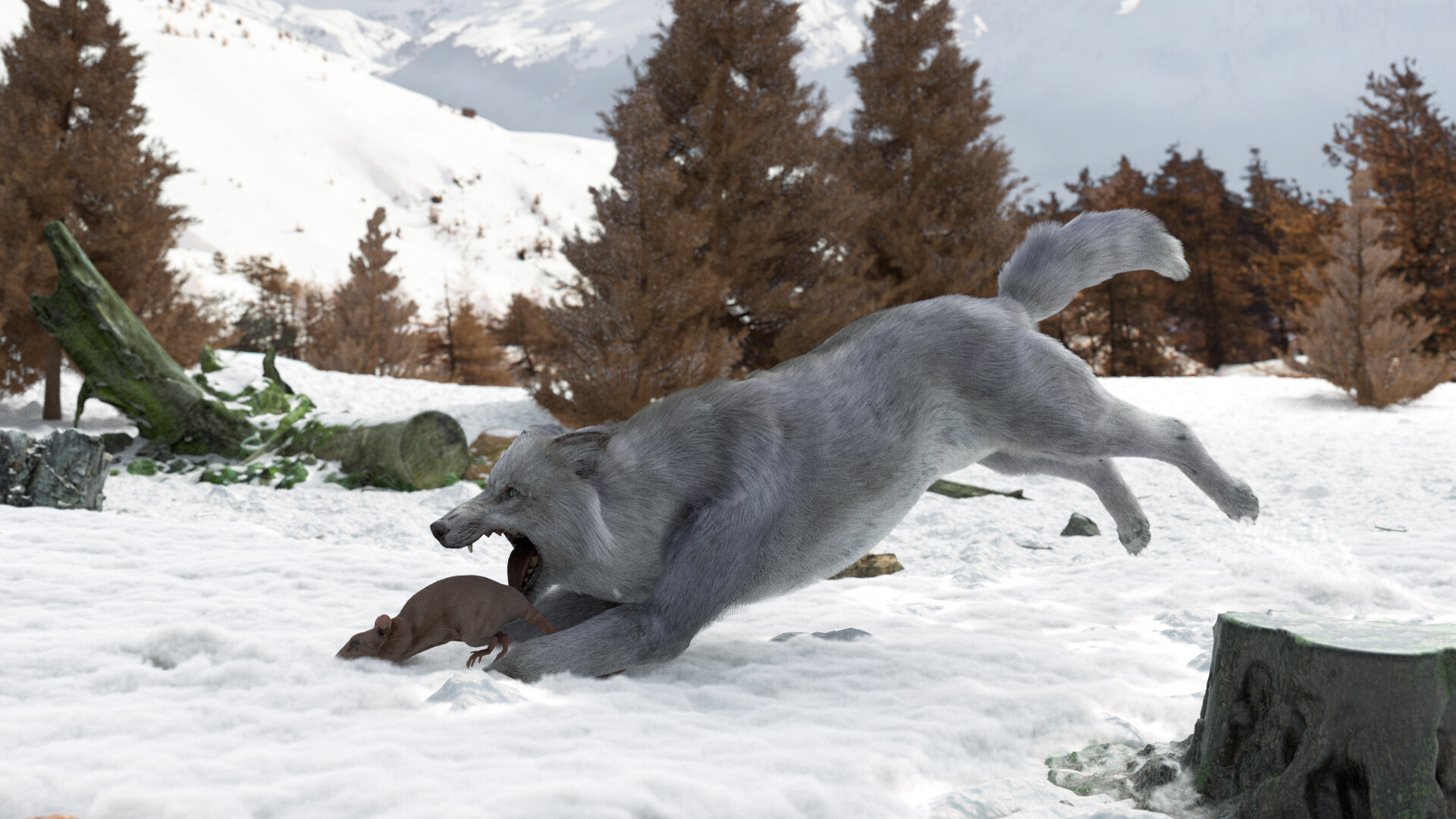 ArtStation - Wolf in Snow Animation