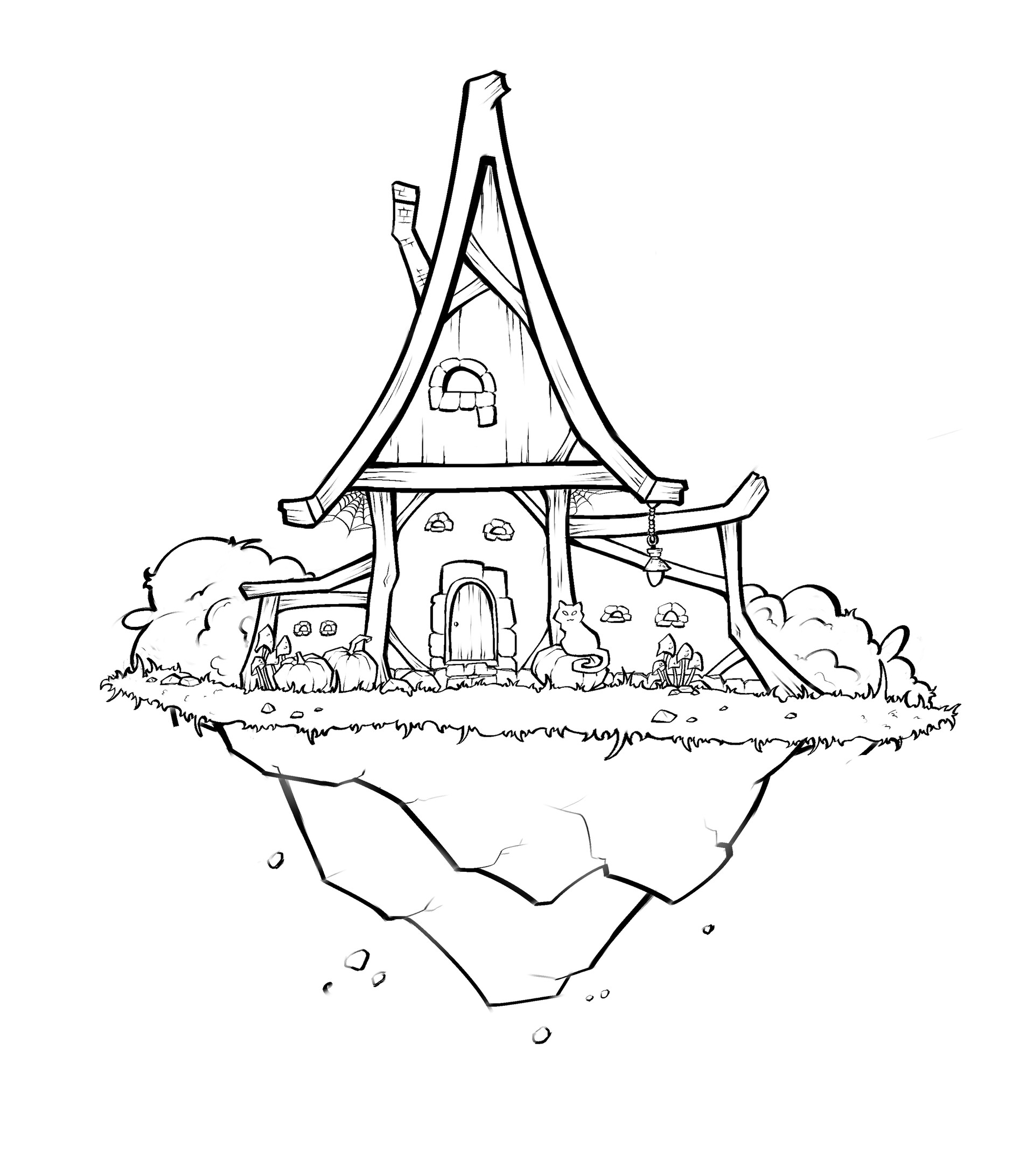 ArtStation - The process of drawing a witch's house in different ...