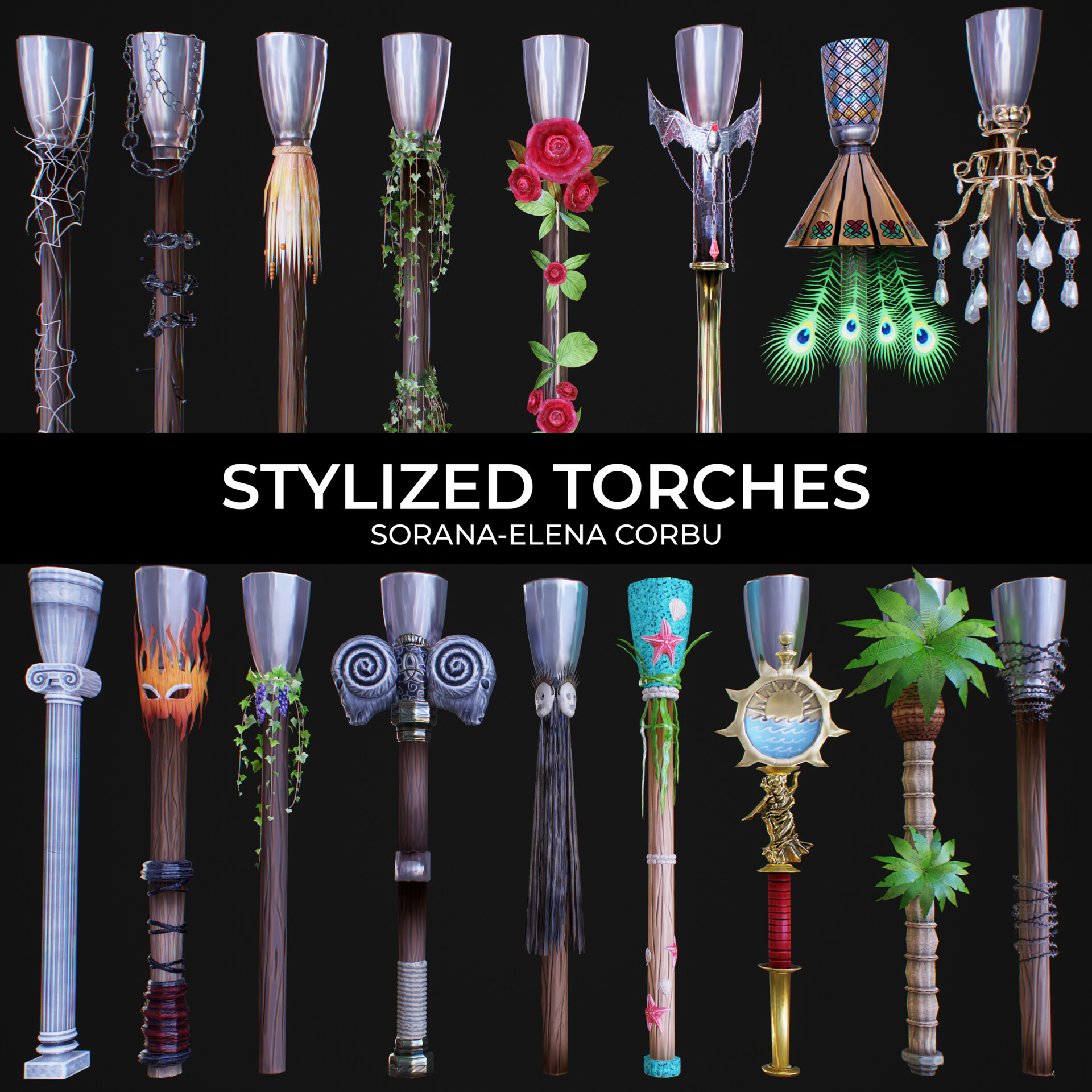 ArtStation - Stylized Torch Set