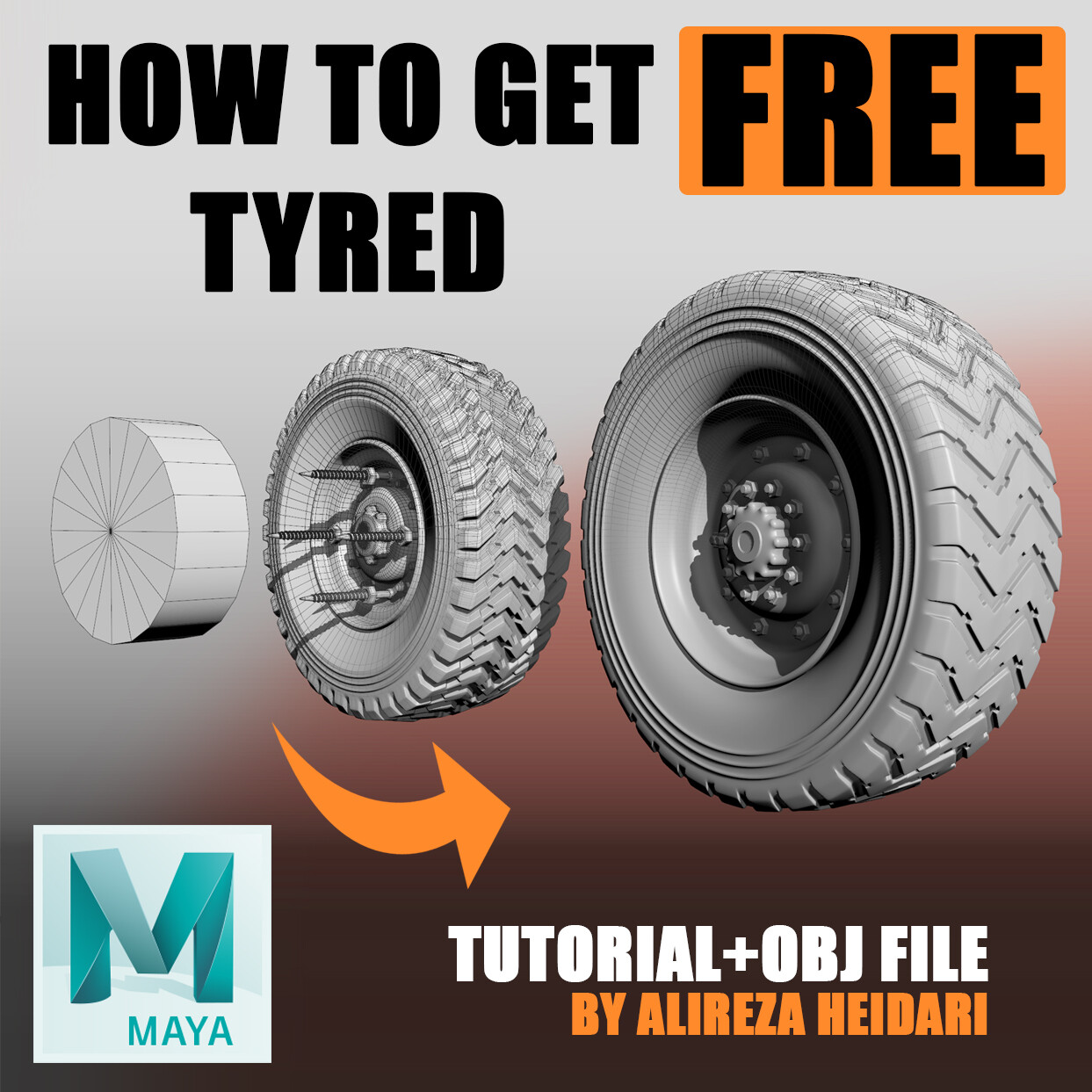 Alireza Heidari - FREE Tutorial - How to create a tire 2 PARTS