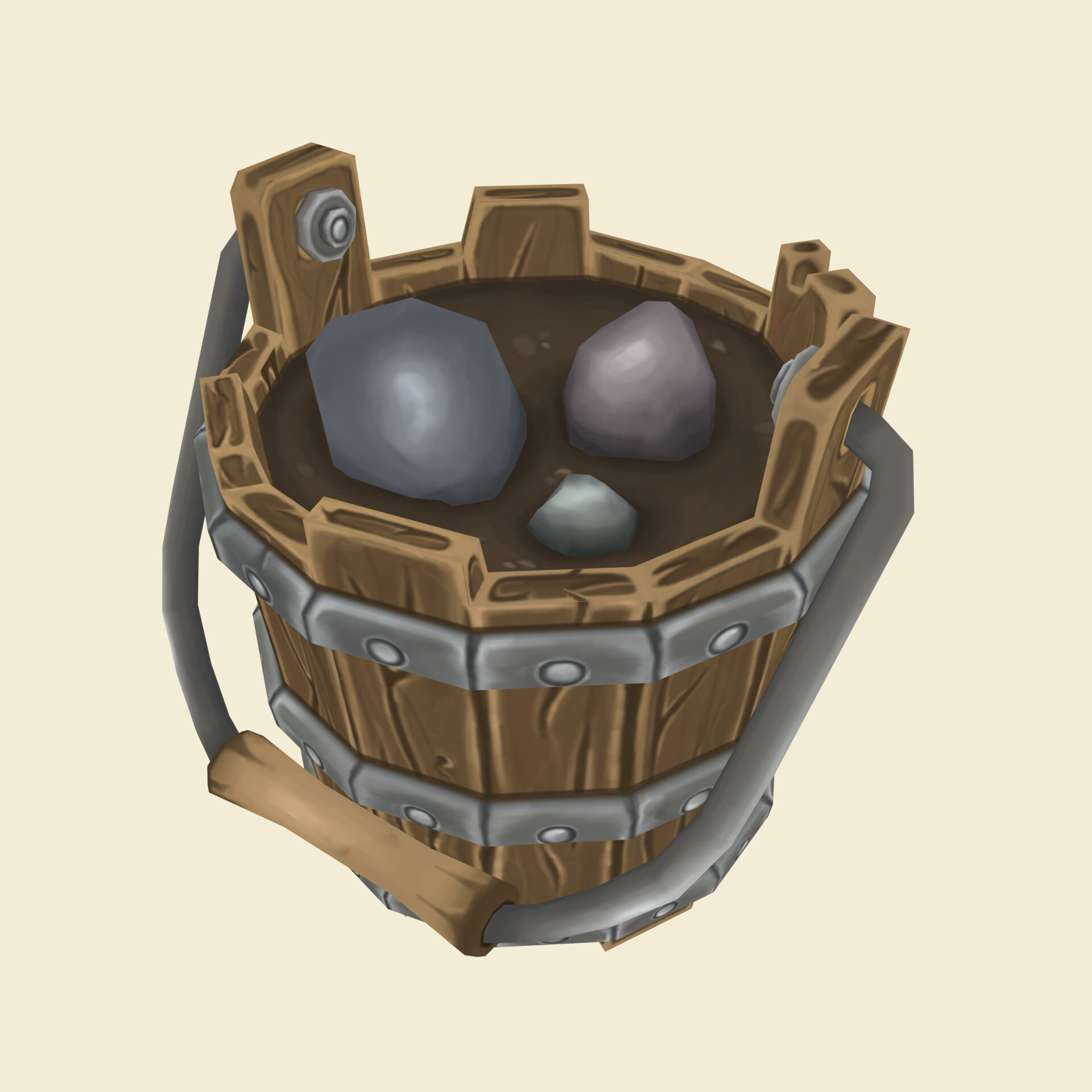 ArtStation - Handpainted Bucket of Rocks