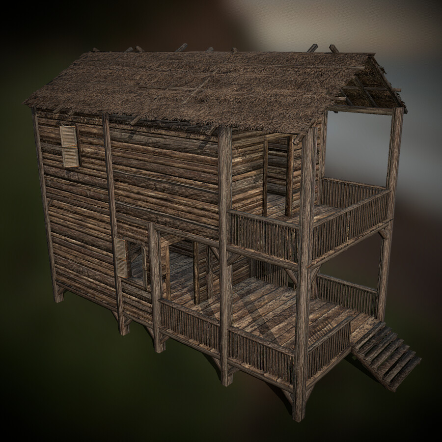 ArtStation - Old Medieval Wooden Shack 03