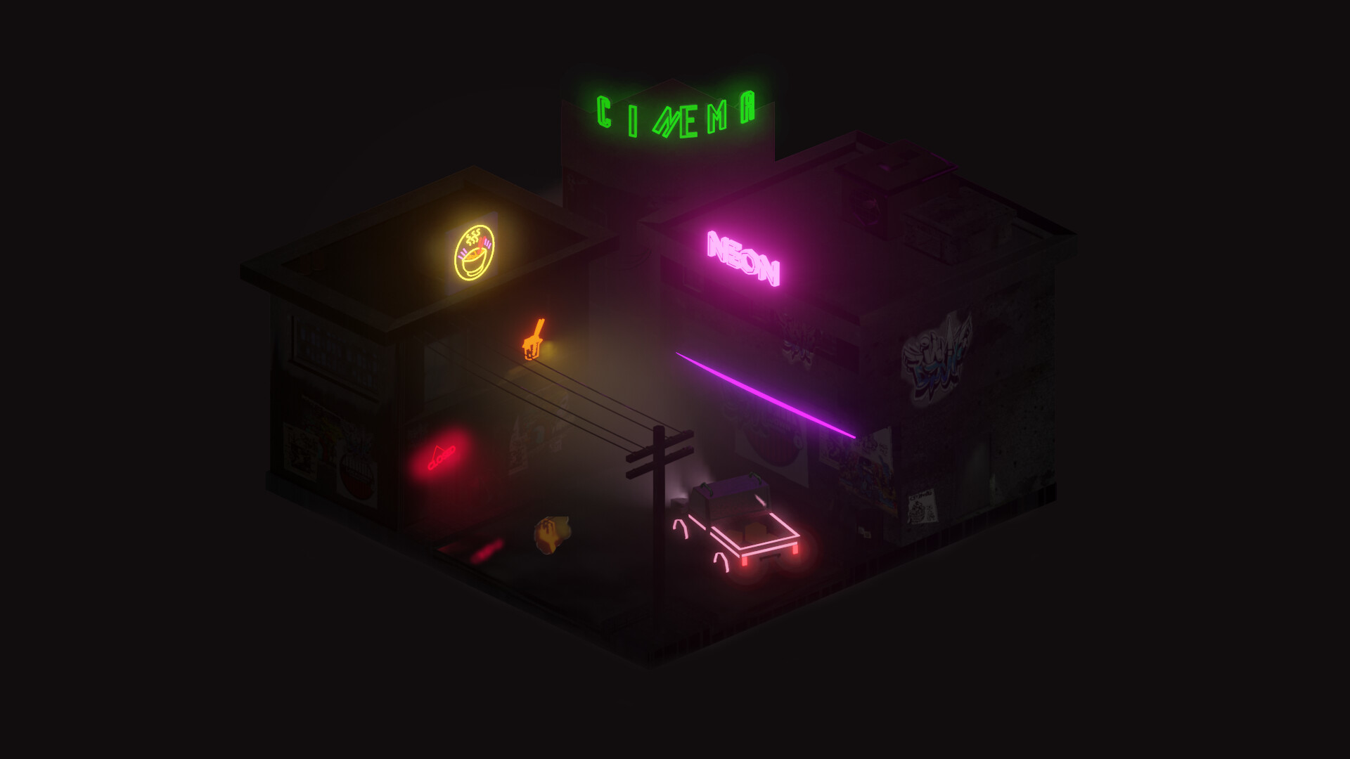 ArtStation - Rundown Cyberpunk-esq back alley