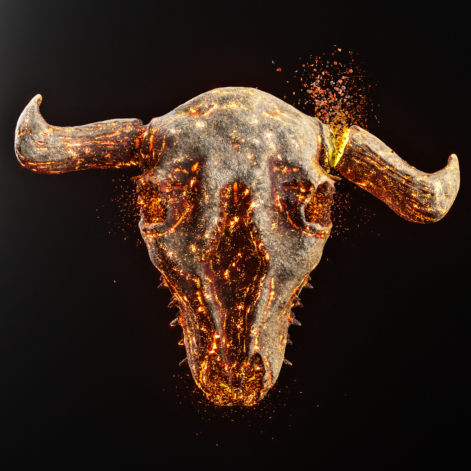 ArtStation - raging bull skull