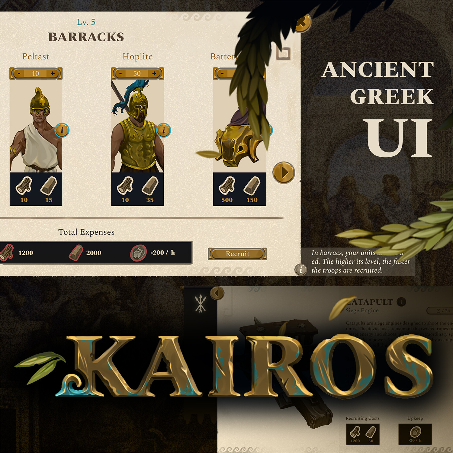 ArtStation - Kairos - Ancient Greek UI