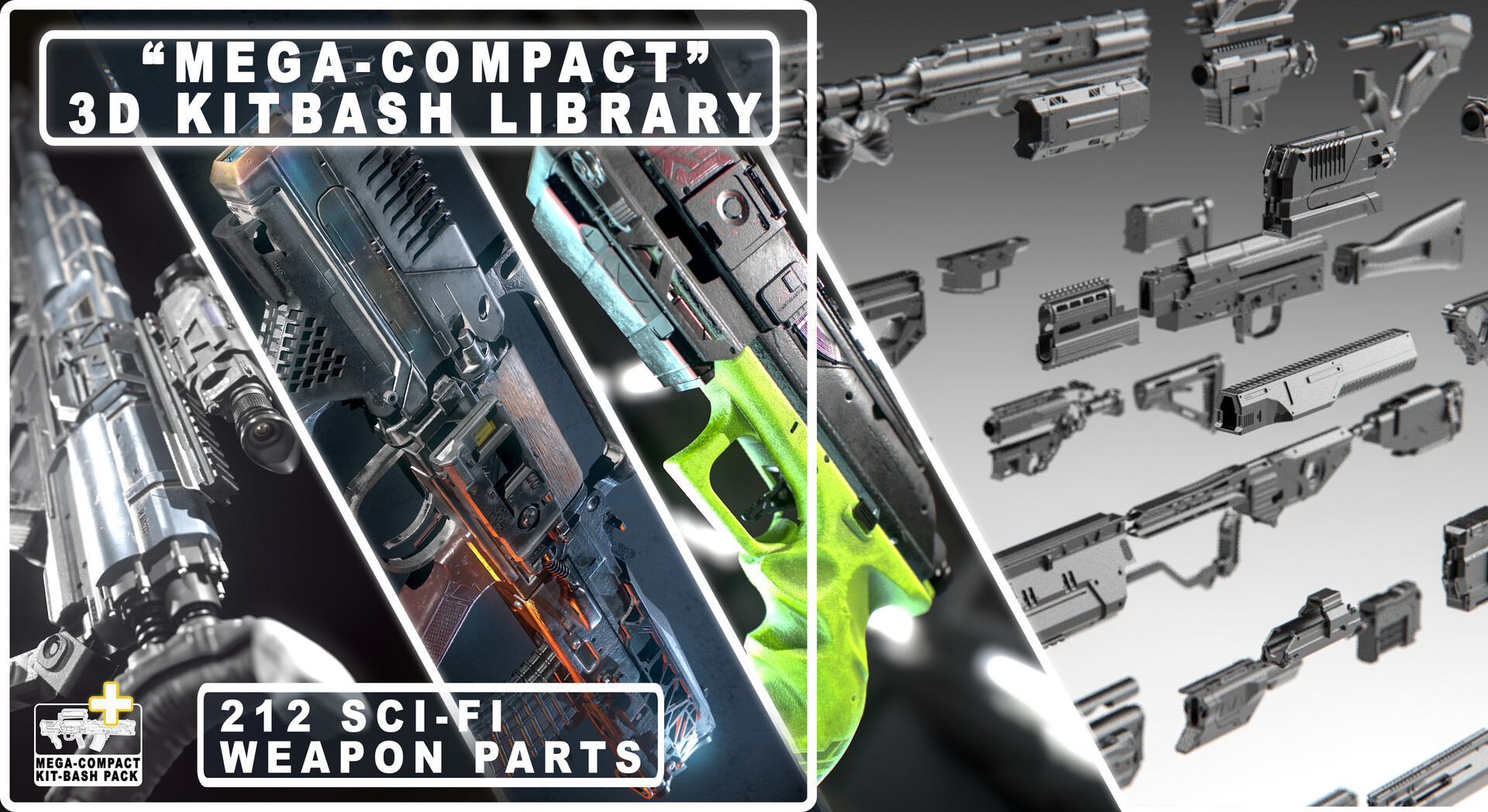 ArtStation - MEGA-COMPACT KITBASH LIBRARY - Sci-fi Weapon Arsenal