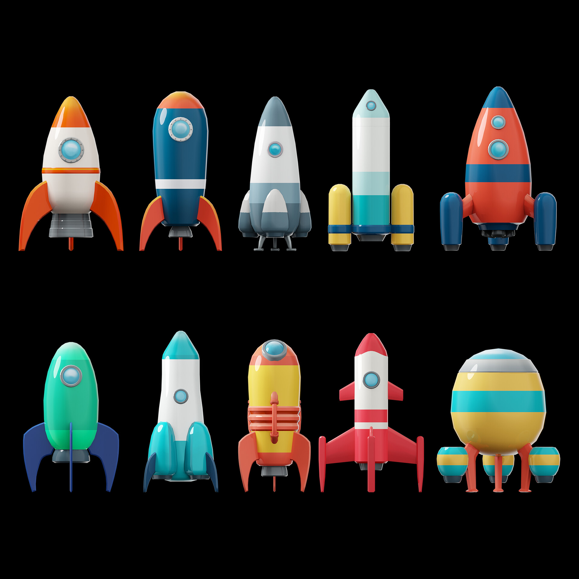 ArtStation - Stylized Low-Poly Rockets